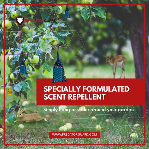 Predator Guard Rabbit Repellent Outdoor Plants Pouches - Stop Rabbits, Deer, and Rodents from Eating Plants Gardens and Vegetables - 10 Pack Lasts 12 Months - All Natural Ingredients