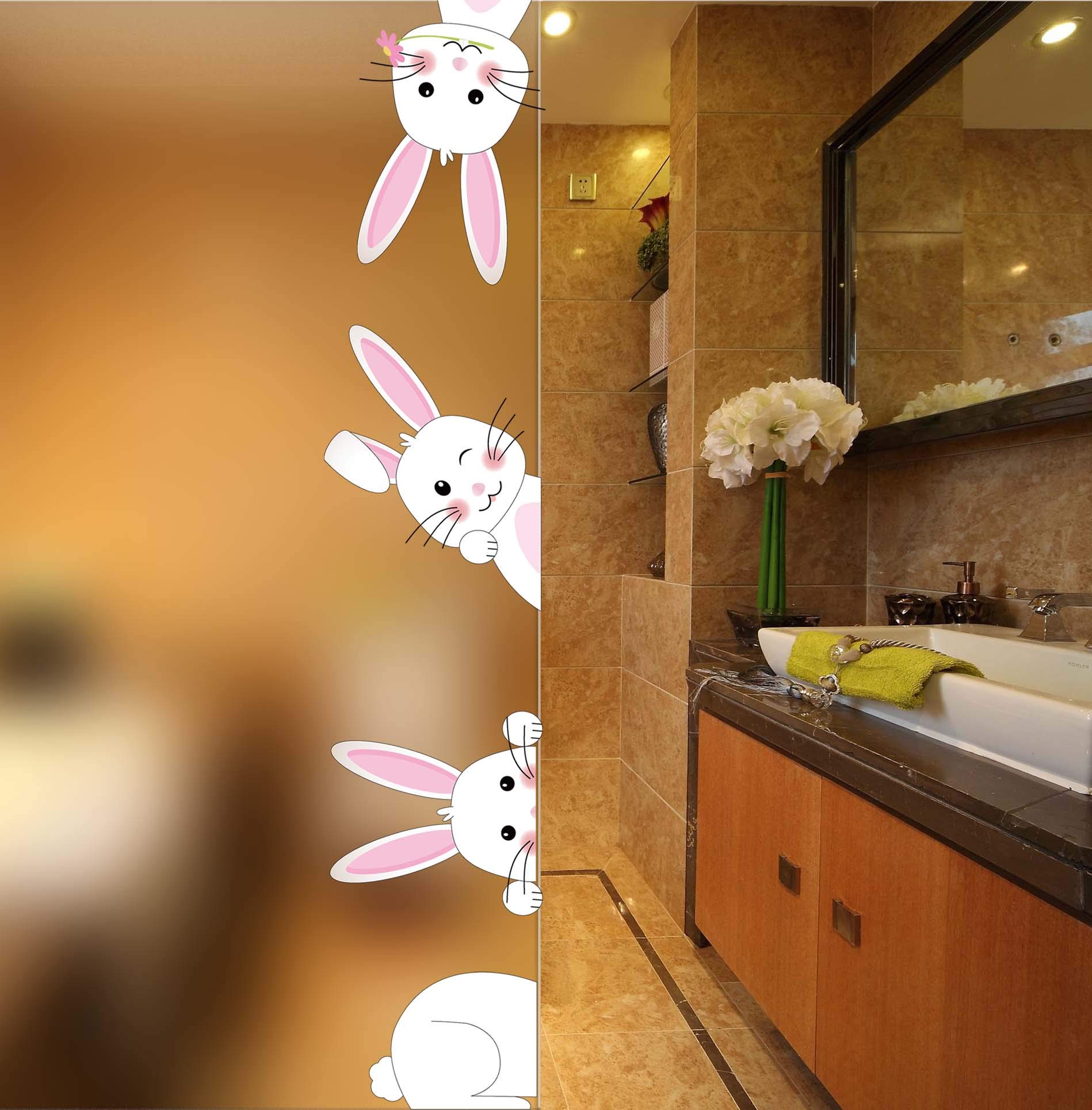 Funny Easter Bunny Stickers Easter Door Decorations Big Easter Egg Stickers for Door Window and Floor Cute & Removable - 7 Sheets