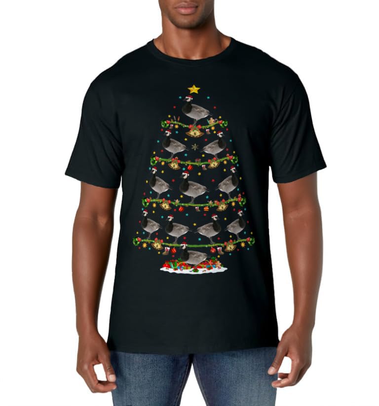 Funny Xmas Lighting Santa Canada-Goose Bird Christmas Tree T-Shirt