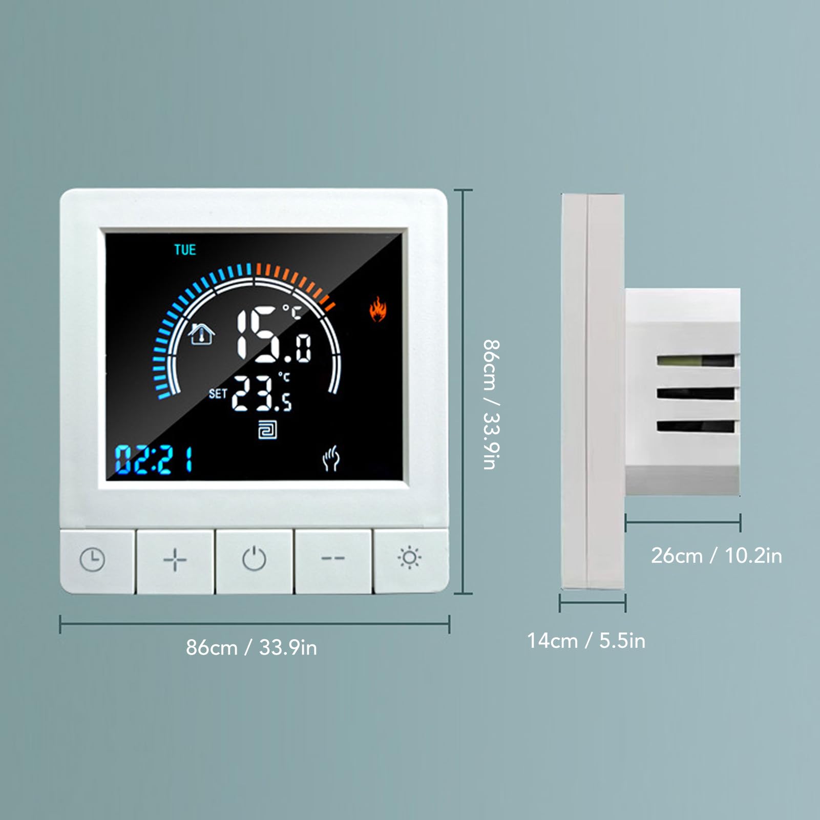 Floor Heating Thermostat, Programmable Home Heating Controller AC 90-240V High Accuracy Touch Control for Hotel (16A Electric Heating with WiFi (Included 3 Meter)