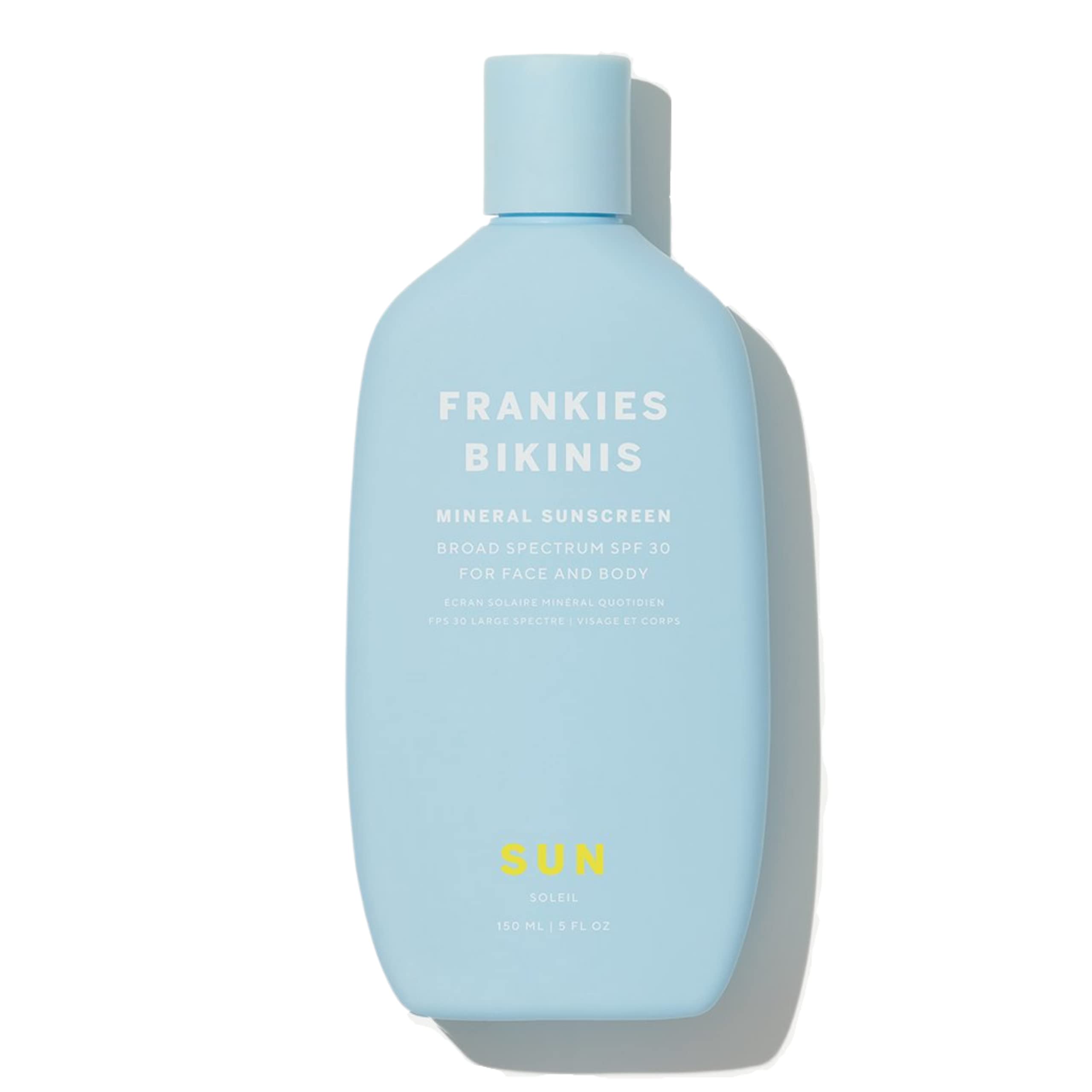 Frankies Bikinis Mineral Sunscreen SPF 30, Transparent Coral Reef Safe Body & Face Sunblock, Non-Nano Zinc Oxide Based Sunscreen Lotion, Broad Spectrum Physical Solar Skin Protector Vegan, 5 Fl Ounces
