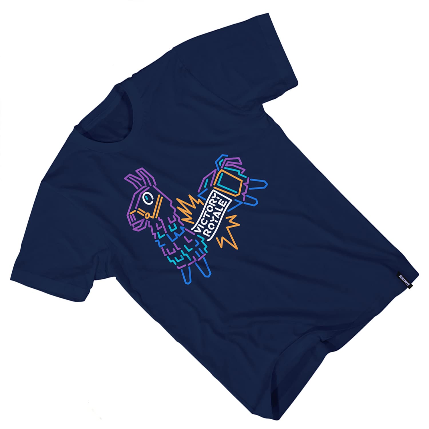 FORTNITE Boys Video Game Shirt - Squad Up, Llamas, Cuddle Team, Durr Burger, Guaco's Tacos T-Shirt (Navy Llama, Large)