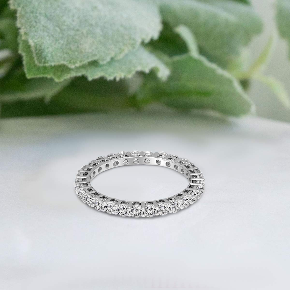 FRIENDLY DIAMONDS 1 Carat | 10K White Gold | IGI Certified Lab Grown Diamond Eternity Ring | Brilliant-Cut Round Shape Diamond | HI-SI1-SI2 Quality
