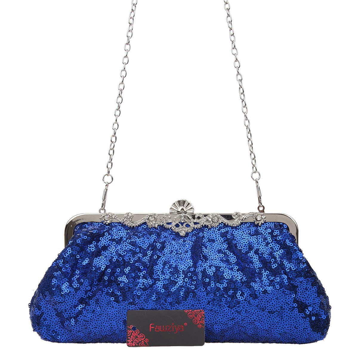 Fawziya Satin Clutch Pleated Dressy Handbags For Evening-Blue