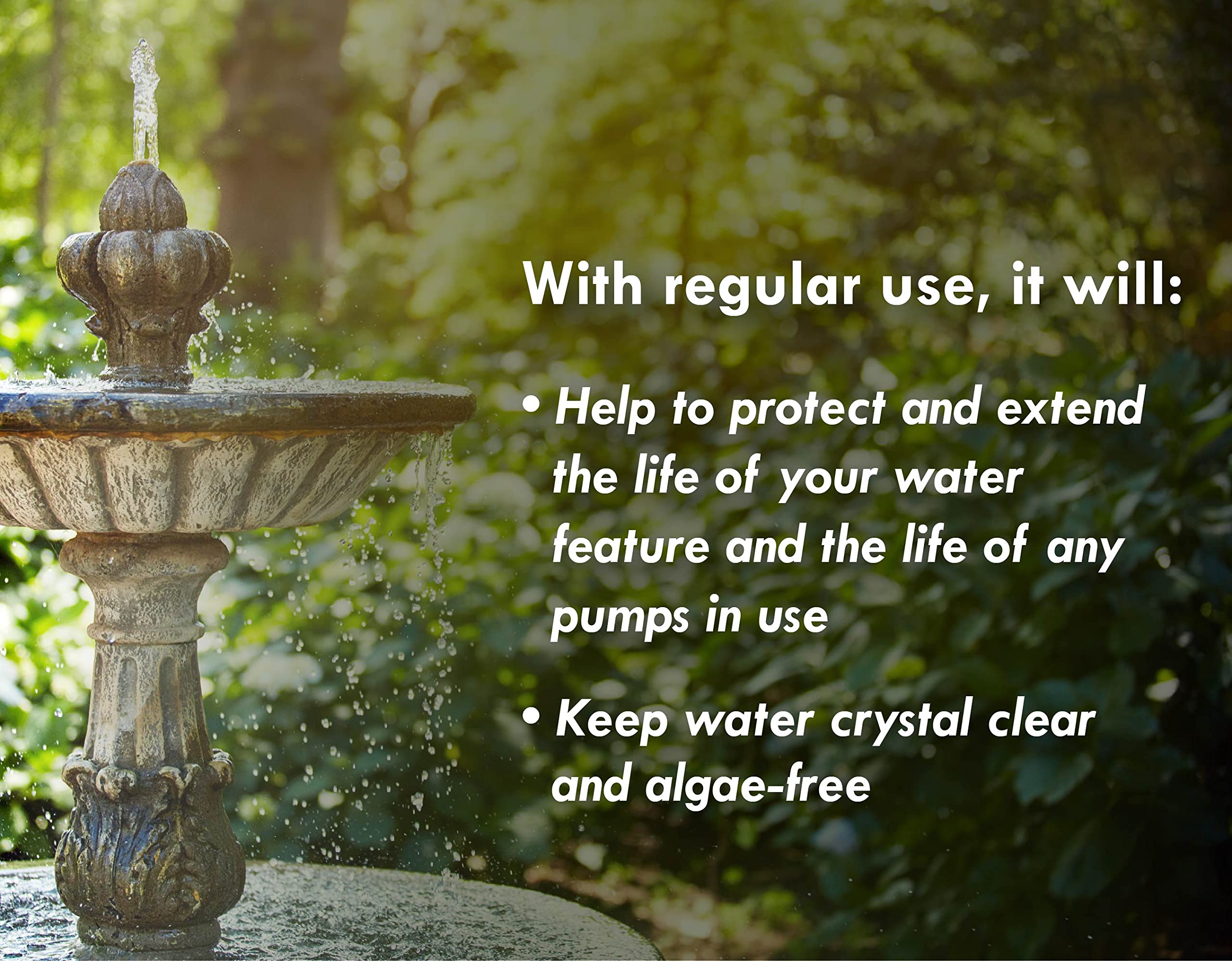 Fountain Algaecide and Clarifier - 64oz - Kills and Inhibits All Types of Algae Growth, Formulated for Small Ponds and Water Features, Treats up to 64,000 Gallons