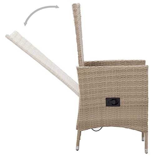 YUHI-HQYD 5 Piece Patio Dining Set,Balcony Bar,Party Furniture,Comfortable Casual Furniture,Adjustable Backrest,Suitable for Balcony, Deck, Backyard, Patio, Garden, Poolside, etc. Beige
