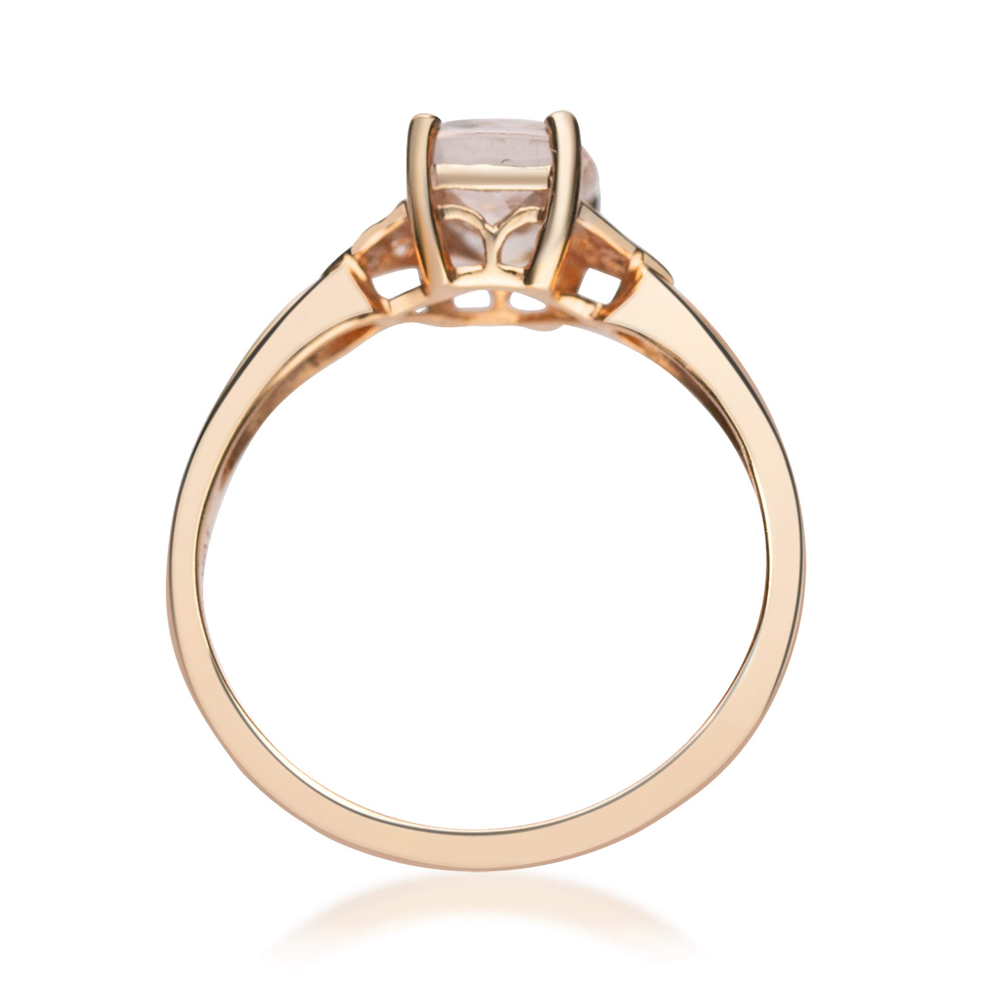 Gin & Grace 10K Rose Gold Genuine Morganite & Natural Diamond Engagment Promise Propose Promise Ring for Women