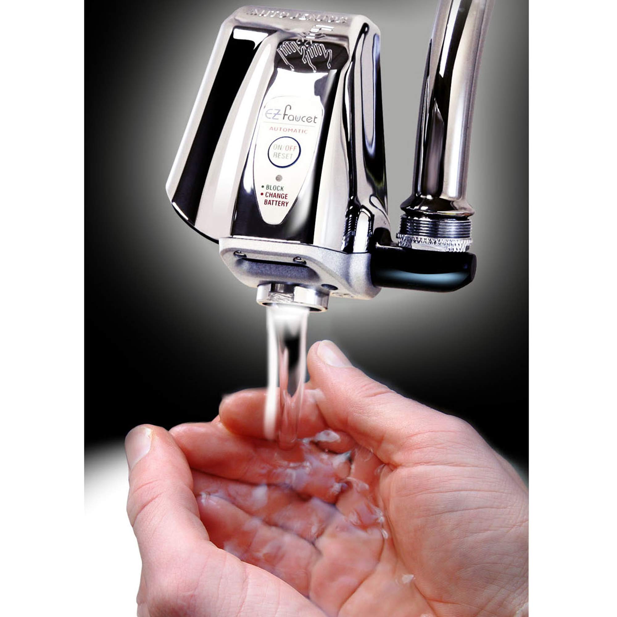 iTouchless EZ PRO Automatic Sensor Faucet Adapter for Bathroom, Kitchen Sink, Also use as Cat Fountain and Pet Water Dispenser, 4 in. H x 4 in. W x 2 in. D, Chrome Silver