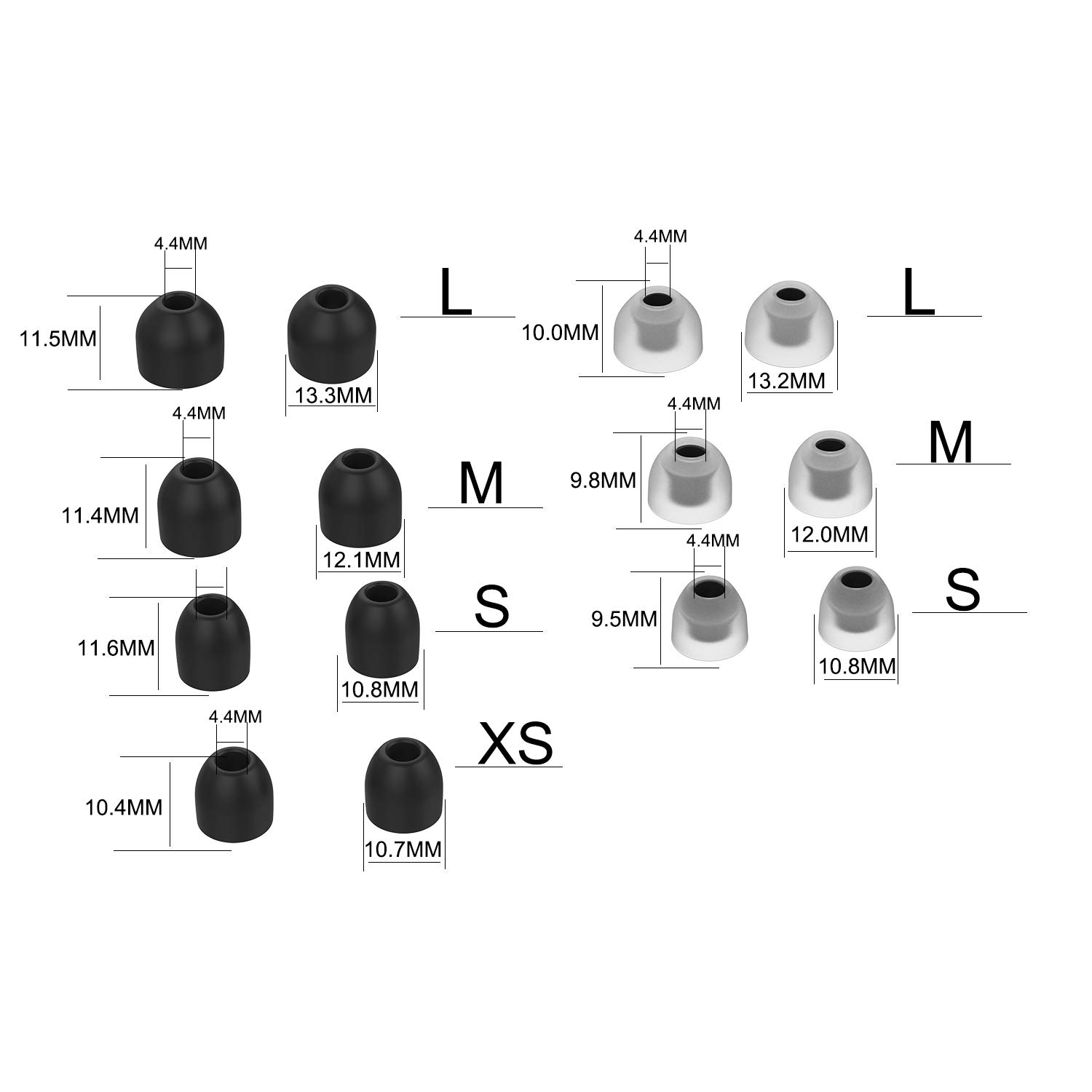 FitTurn Eartips Compatible with Sony WF-1000XM4/WF-1000XM3 Headphone -Replacement Eartips Earhooks Kit Pairs Silicone Earbud Tips Earhooks Fit for Sony WF-1000XM4/WF-1000XM3 (Black,White)