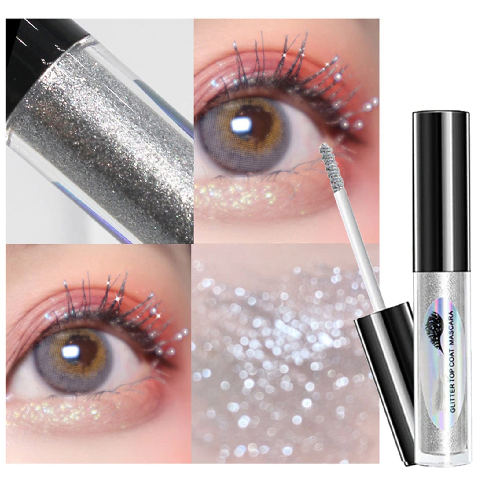 for Party Mascara 4D Diamond Mascara Waterproofs Shining Sparkling and Eyelash Glitter Thickening Lengthening Coat Top Mascara Makeup Products Under 5 Dollars (A, One Size)