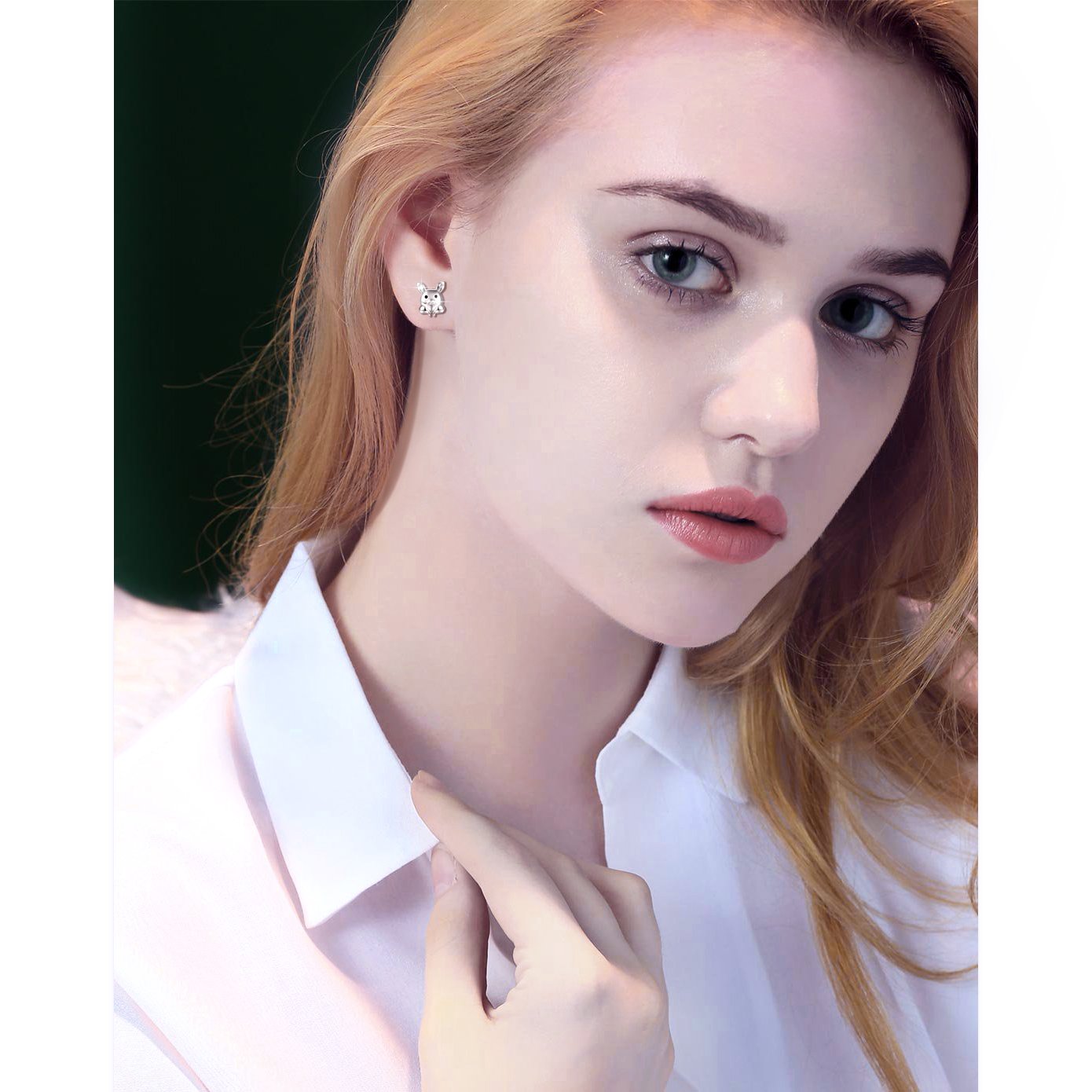FLYOW 925 Sterling Silver Animal Earring Studs Cute Pig Earrings Women Pig Lover Gifts