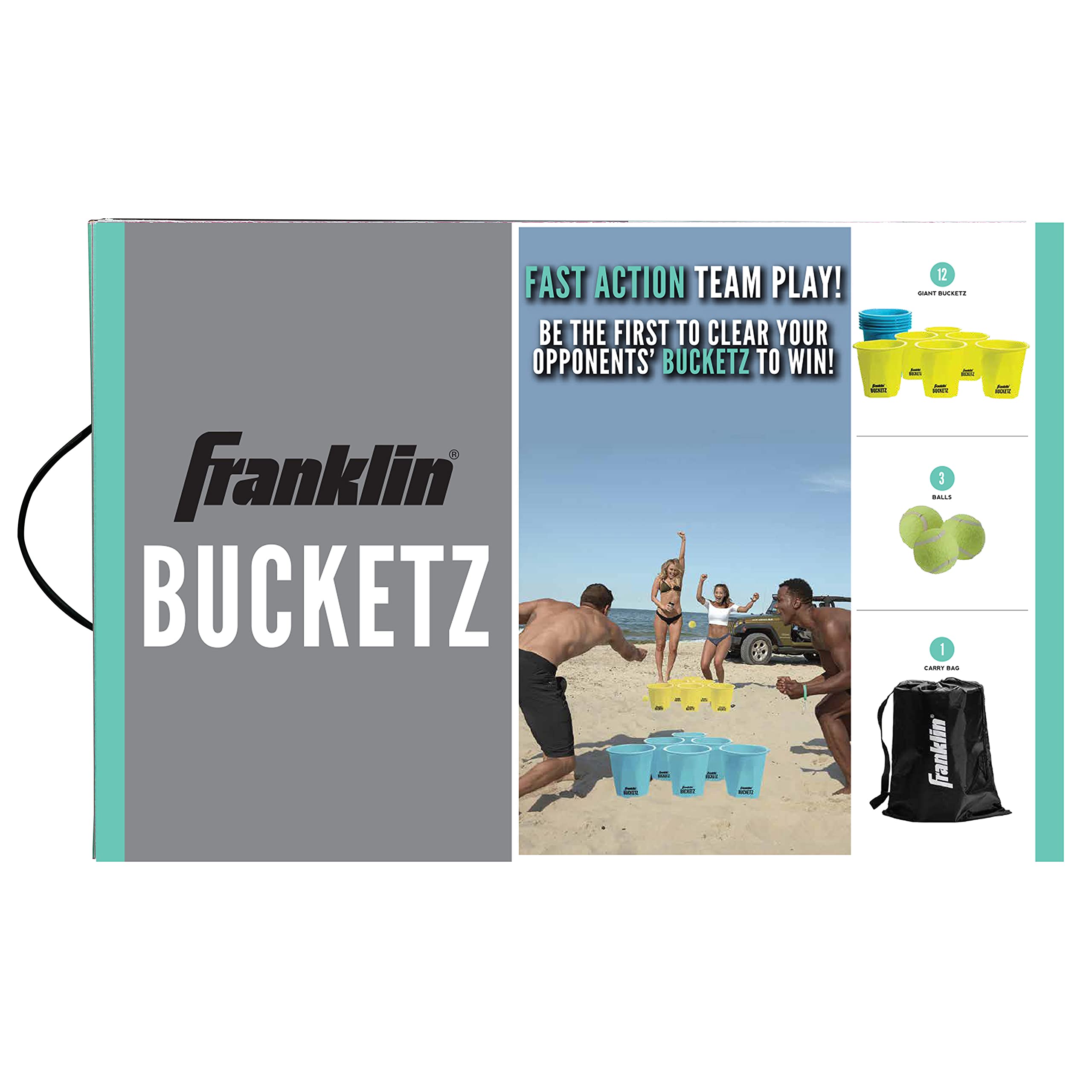 Franklin Sports Bucketz Pong Game β Perfect Tailgate Game and Beach Game β Pong Set Includes 12 Buckets, 3 Balls, and a Carry Case