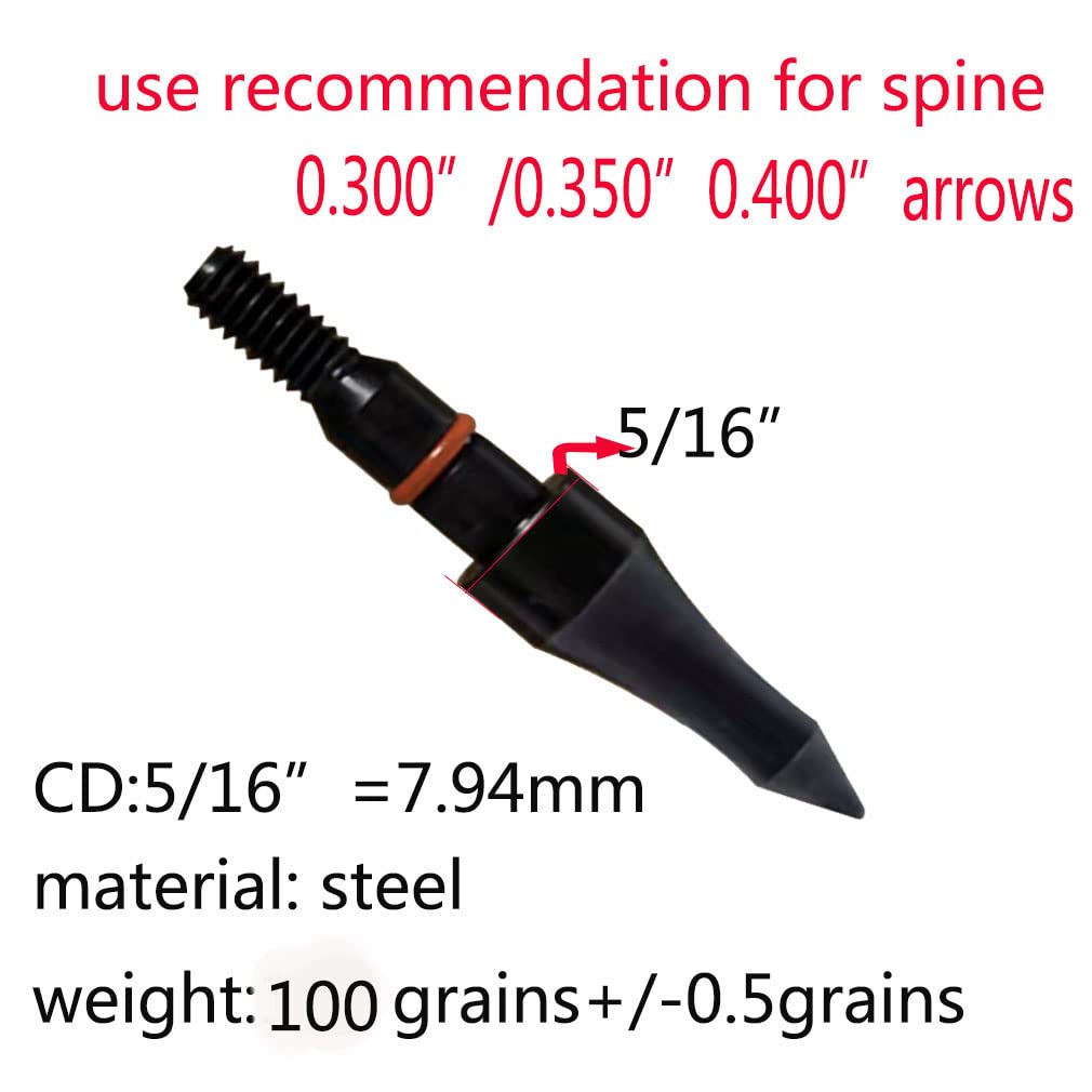 Field Points arrowheads 100 Grains Archery Field Points, 5/16'' Steel Screw in Archery Field Tips and Broadheads (1 Dozen 12 PCS), 2.9*2.3*0.6