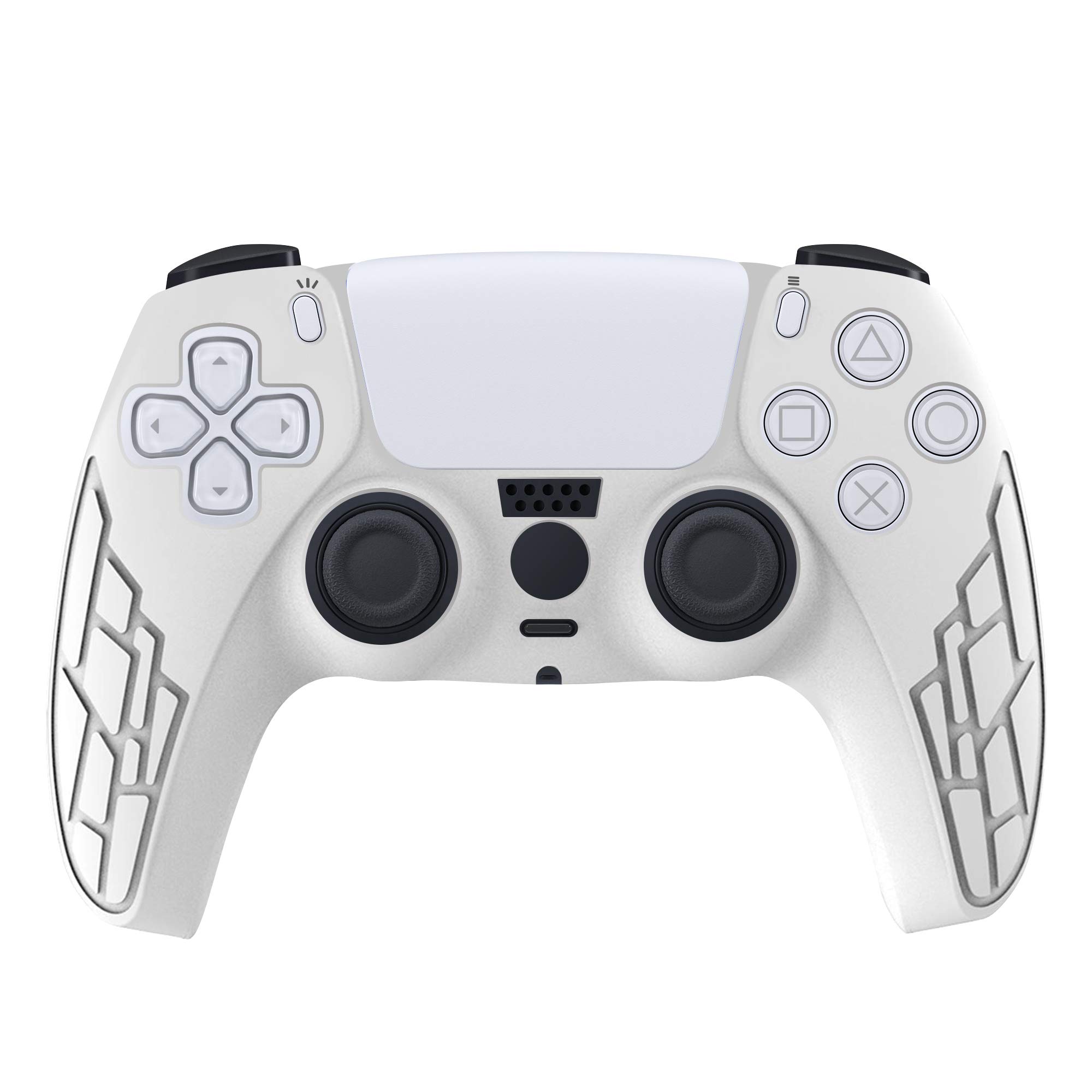 Game Rig PS5 Controller Cover - Dualsense Silicon Skin - Anti-Slip 100% Compatible Case - 360 Degree Gamepad Protector White
