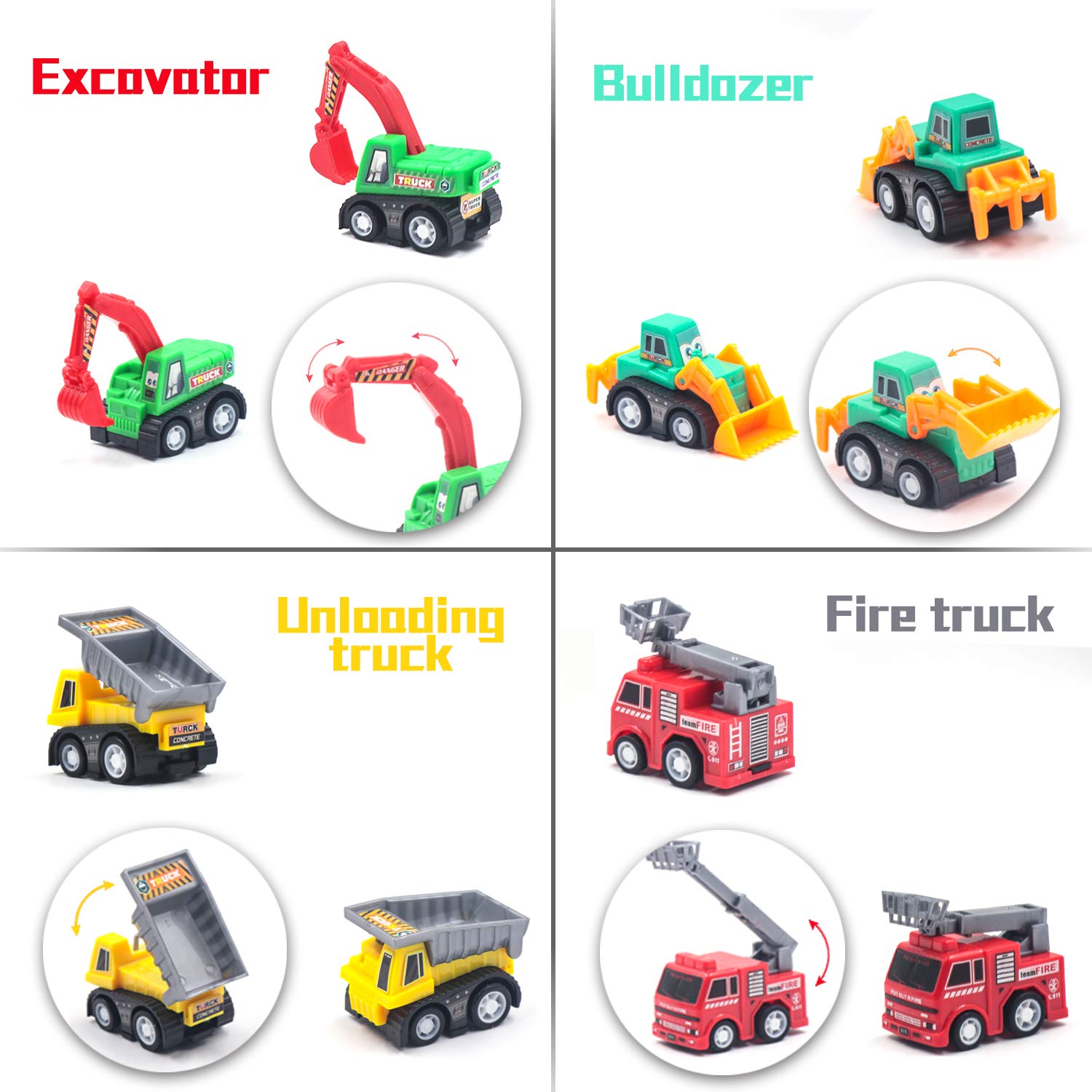 FRETOD Pull Back Vehicle, 20 Pcs Pull Back Toy Cars, Pull and Go Toy Cars for Toddlers and Kids