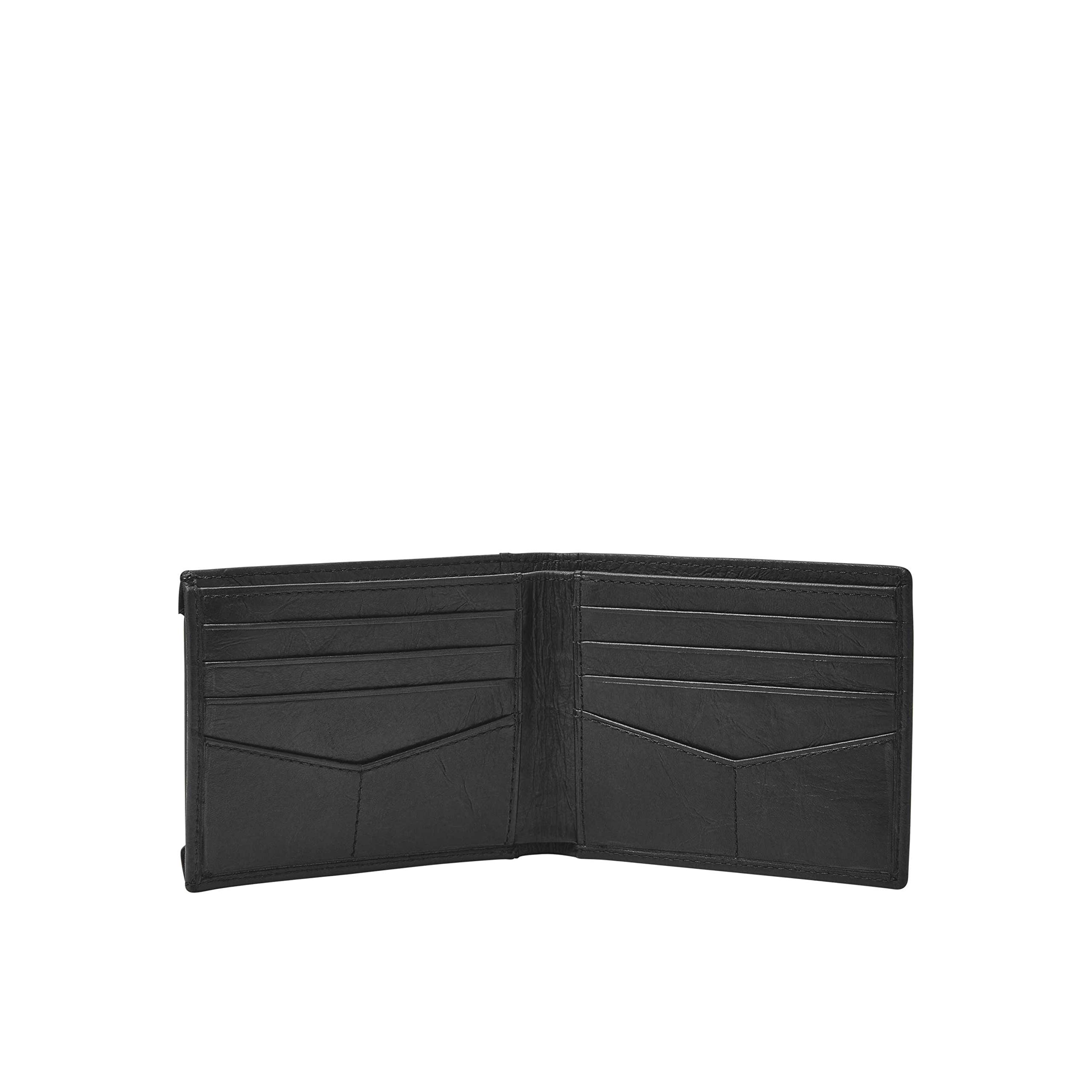 Fossil Men's Neel Leather Bifold Sliding 2-in-1 with Removable Card Case Wallet, Black, (Model: ML3888001)