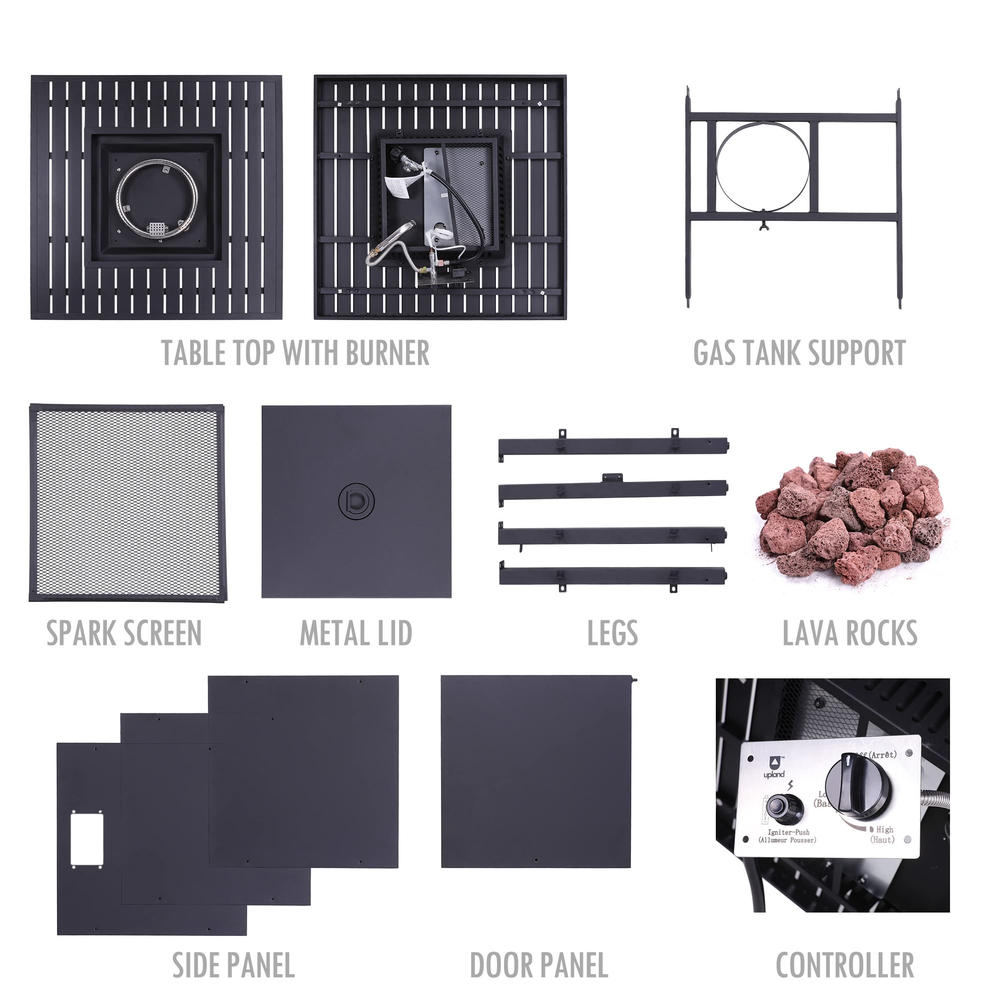 Fire Table 28” Gas Fire Pit Table 50,000 Btu Square Outdoor Gas Firepits with Propane Fire Pit