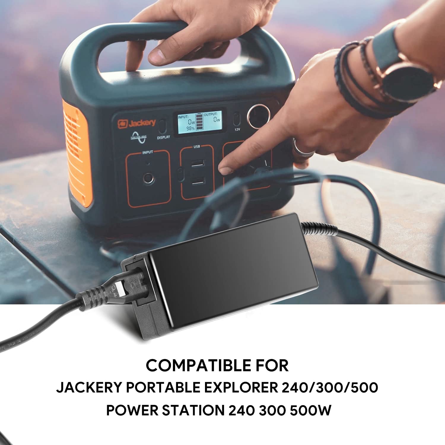 for Jackery Charger, KFD AC Adapter for Jackery Portable Power Station Explorer 240 300 500 550 E240 E300 E500 G0500A0500AH-2 293/518Wh 300W 500W Lithium-ion Battery Charger 24V 3.75A 90W Power Supply