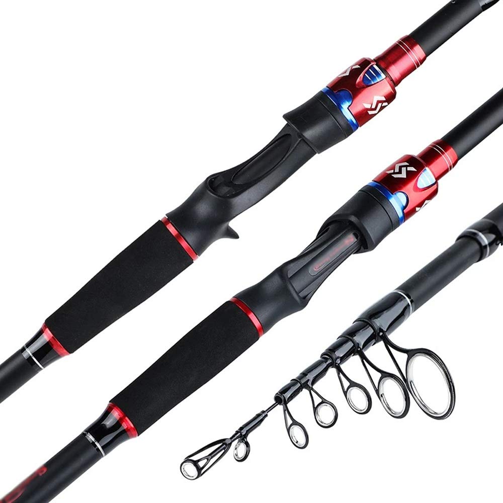 FZZDP 1.8m 2.1m Portable Telescopic Fishing Rod Spinning Casting Ultralight Travel Camp Rods Pole ( Color : Baitcasting Rod , Size : 2.1 m )