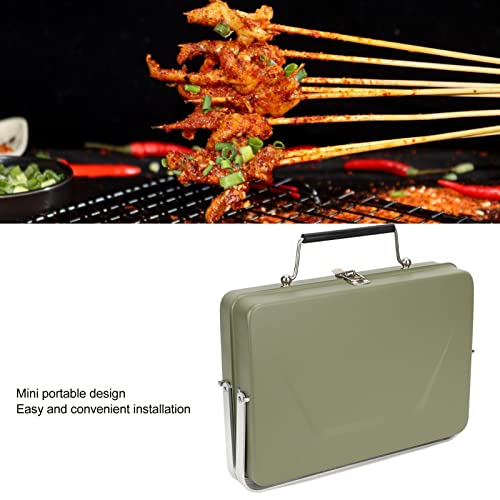 Folding Barbecue Grill, High Temperature Resistant Wavy Grid Mini Portable Charcoal BBQ Grill for Outdoor Cooking(Green)