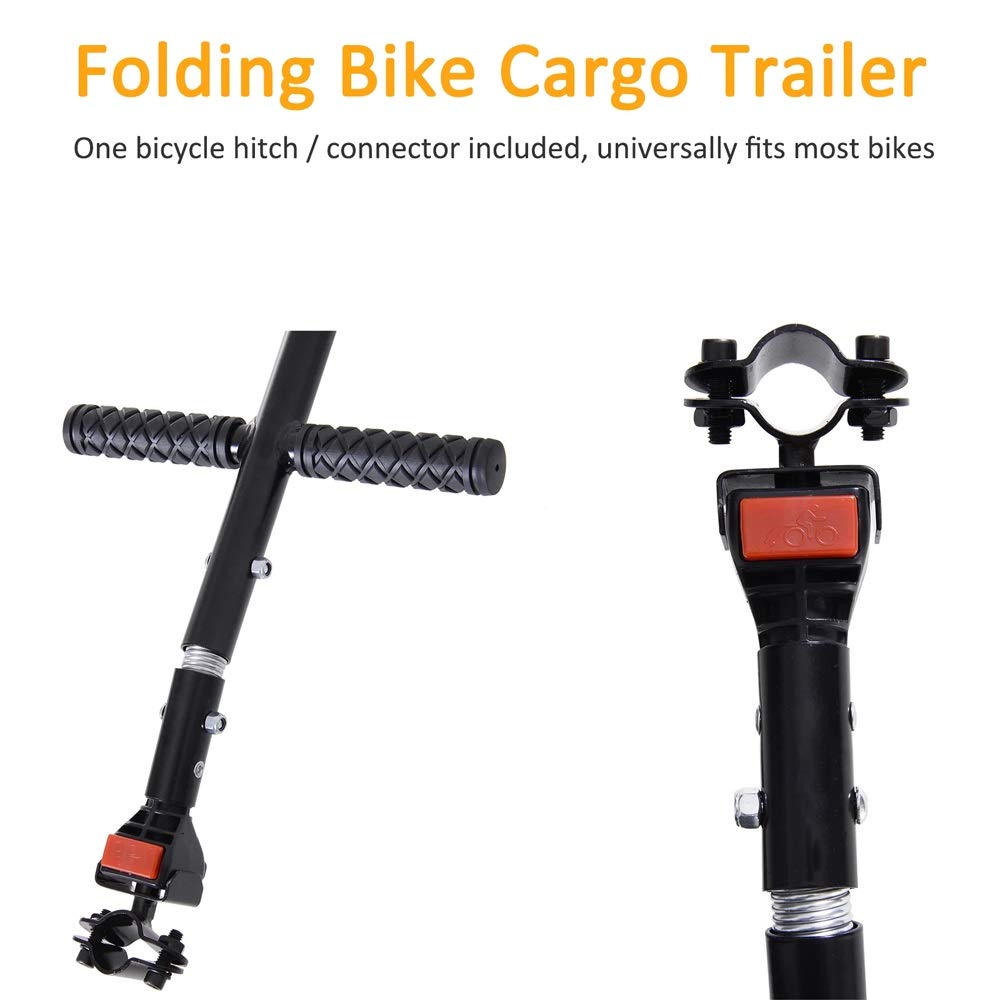 Folding Bike Cargo Trailer Cart with Seat Post Hitch - Black