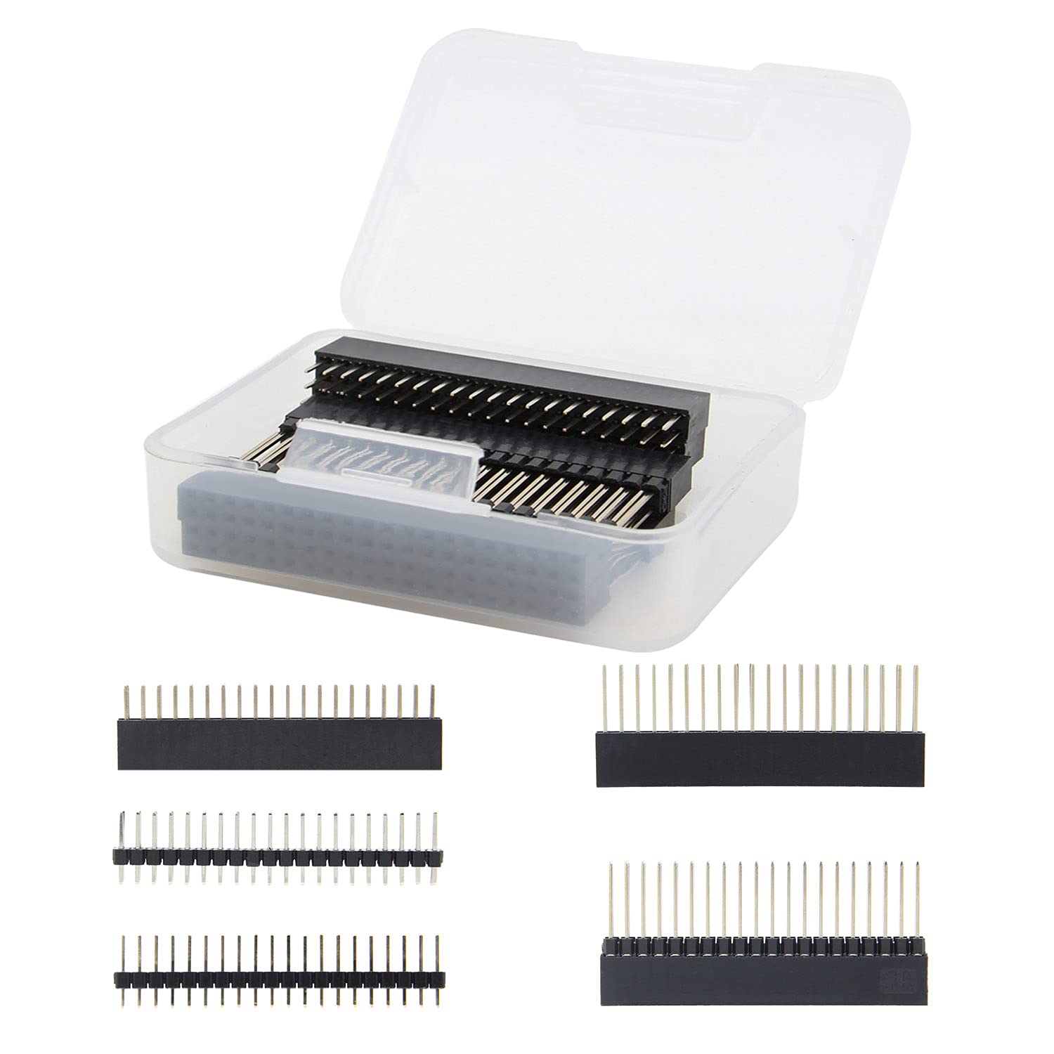 Geekworm 2x20 40 Pin Stacking Female Header Kit for Raspberry Pi 5/4B/3B+/3B/2B/B+/A+/Zero W/Zero 2 W(5 Specifications 10Pcs), Raspberry Pi GPIO Stacking Header/Extender, Raspberry Pi Pico Header Pack