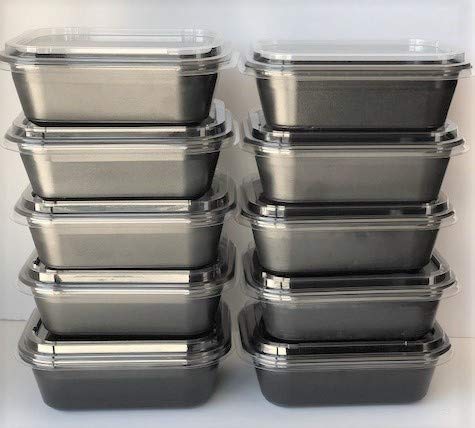 Frozen & Fabulous Meal Prep Containers with Clear Storage Lids, Oven, Microwave & Freezer-Safe, 22 fl oz, Set of 10, Black