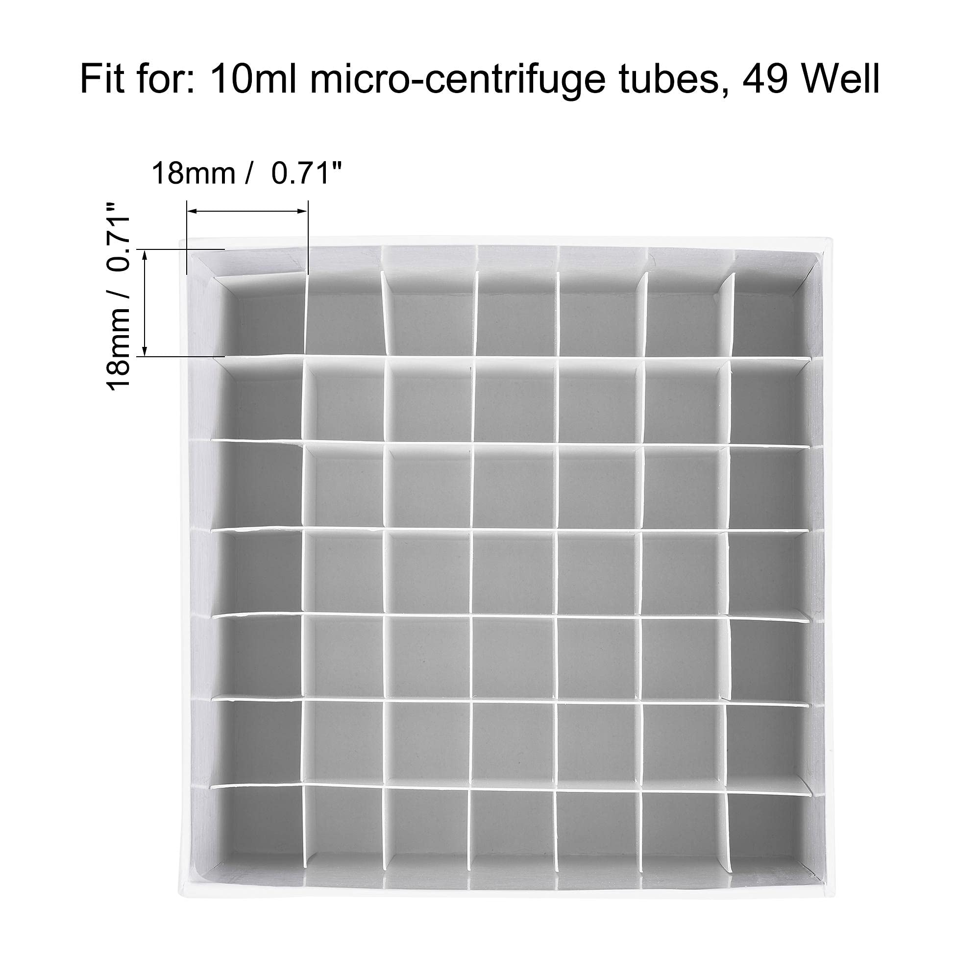 uxcell Centrifuge Tube Freezer Storage Box 49-Well Cardboard Holder White for 10ml 18mm Dia Micro Centrifuge Tubes