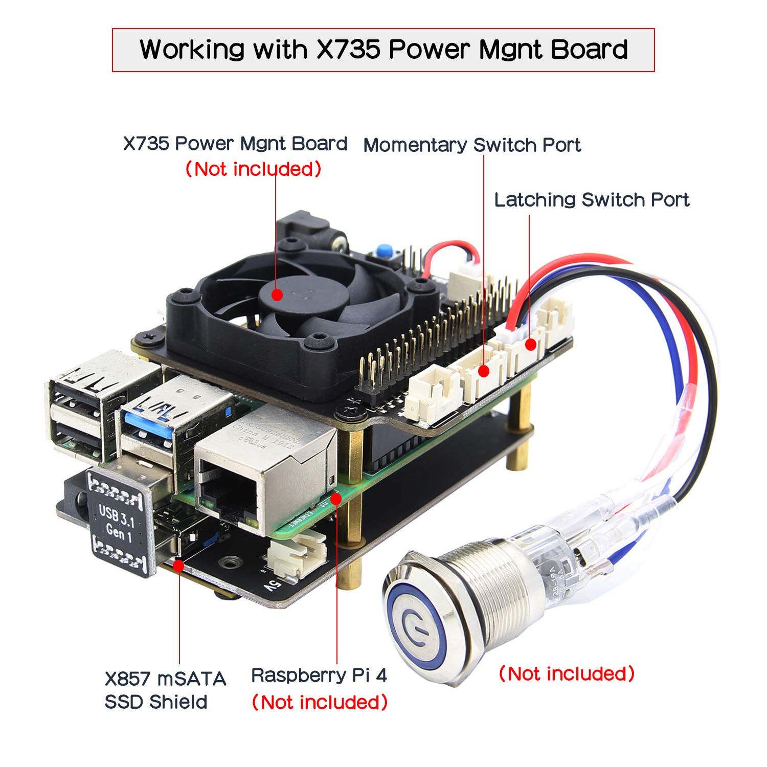 Geekworm for Raspberry Pi 4 mSATA SSD Adapter X857 V2.0, mSATA SSD Expansion Board USB3.0 Module Compatible with Raspberry Pi 4 Model B UASP Supported ONLY