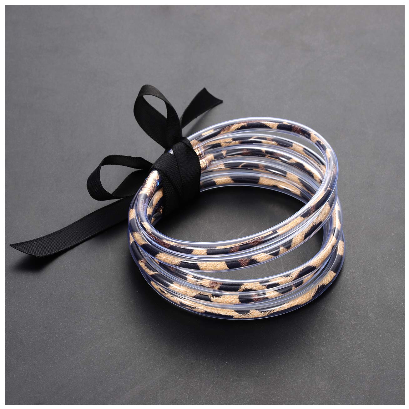 FreAire SHAMARTE Multiple Leopard Print Bangle Bracelet for Women Cheetah Print Jewelry Gummy Siliceno Rubber Wristband Snakeskin Print Bangle Wristlet 2 PCS (Leopard Print&Snakeskin)