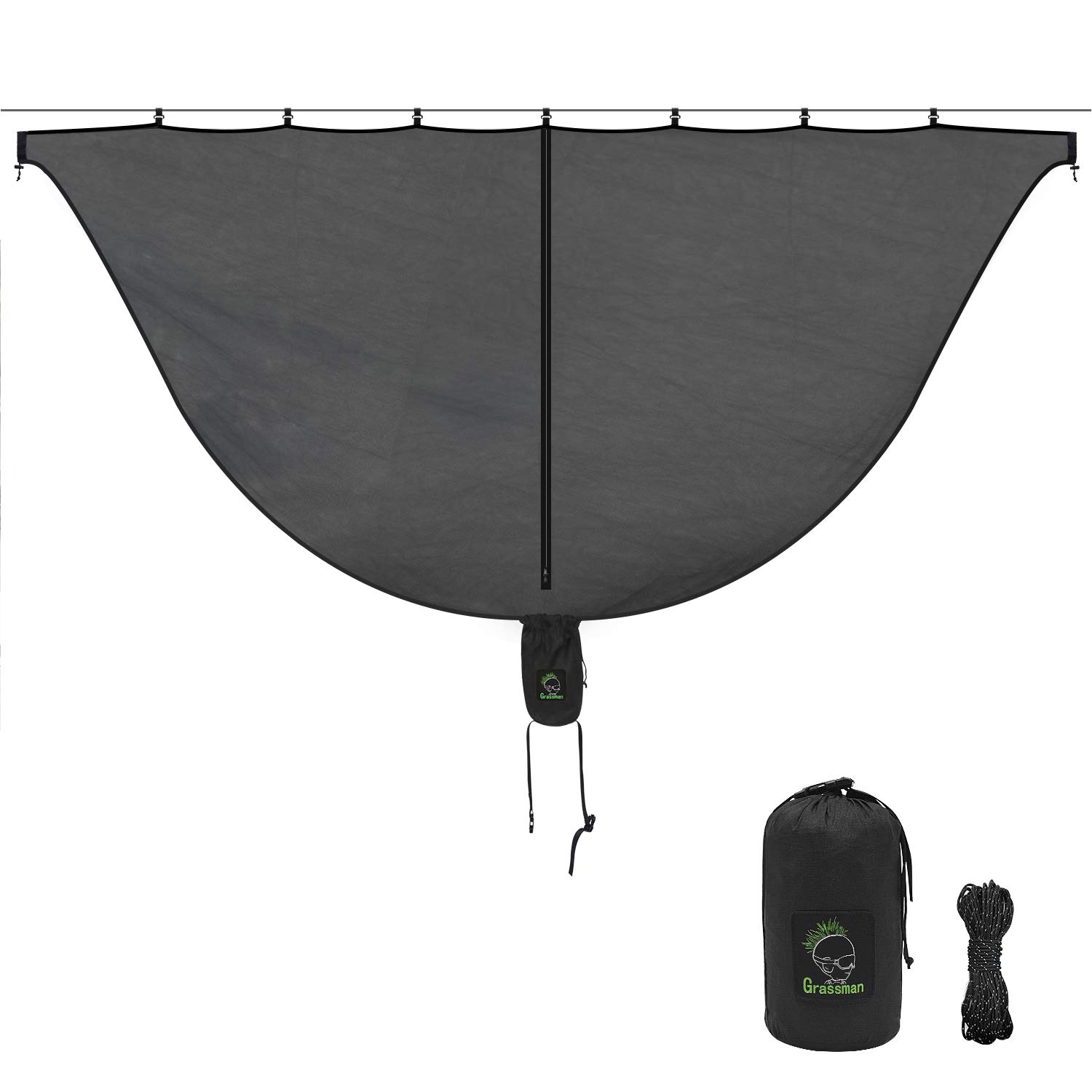Grassman Hammock Bug Net, 11‘ x 4.5’ Large Superfine Mesh Hammock Mosquito Net, Fits for All Single/Double Hammocks, Lightweight Bug Net for 360° Guardian Away from Insects