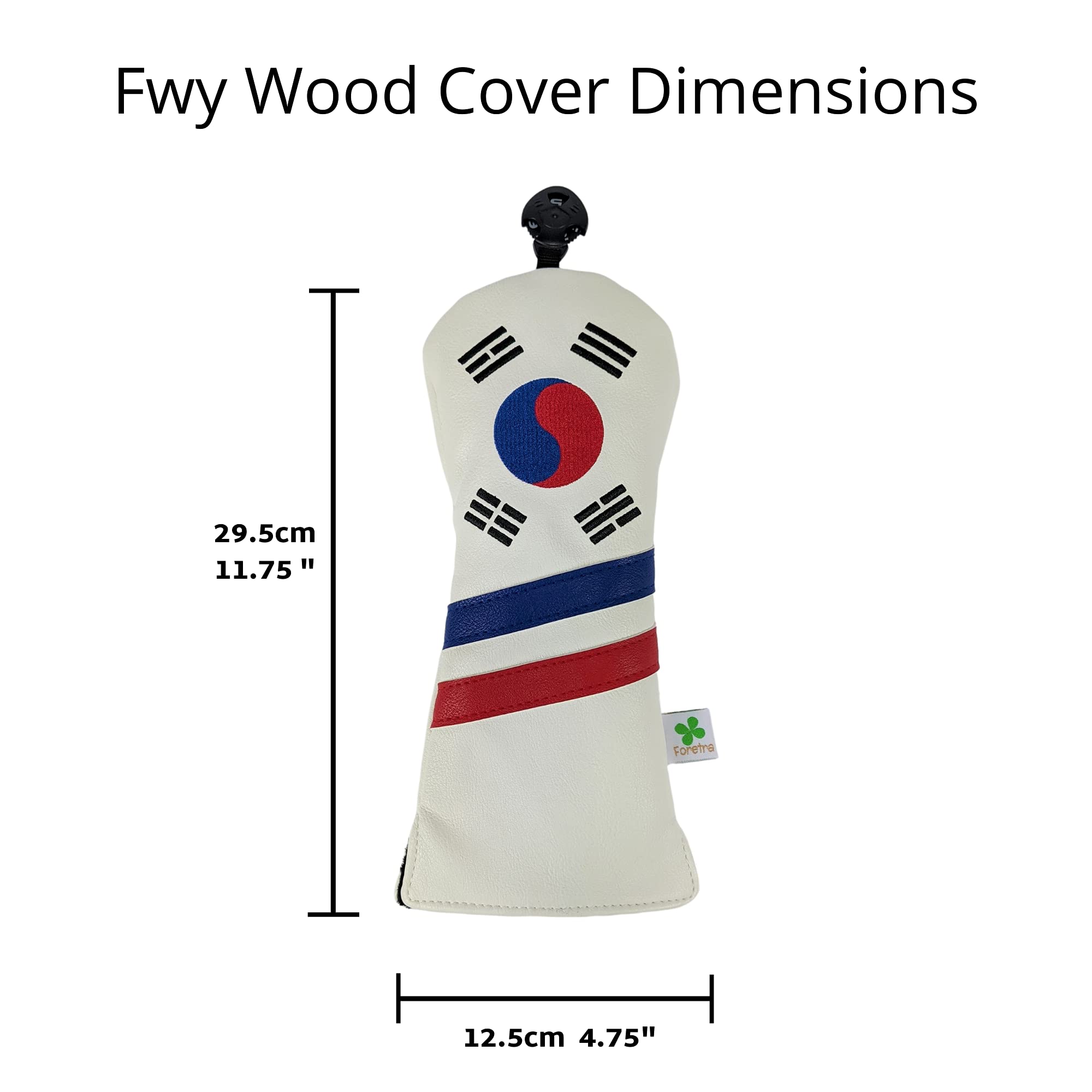 Foretra - Limited Edition Korea Flag Design - Fairway Wood Head Cover - Tour Quality Golf Club Cover - Style and Customize Your Golf Bag