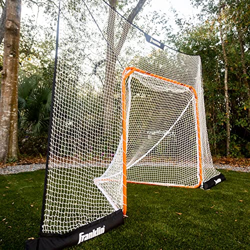Franklin Sports Lacrosse Backstop Net - Lax Goal Extra Large Durable Net for Shooting Training + Practice - - 12' x 9', Black/Orange