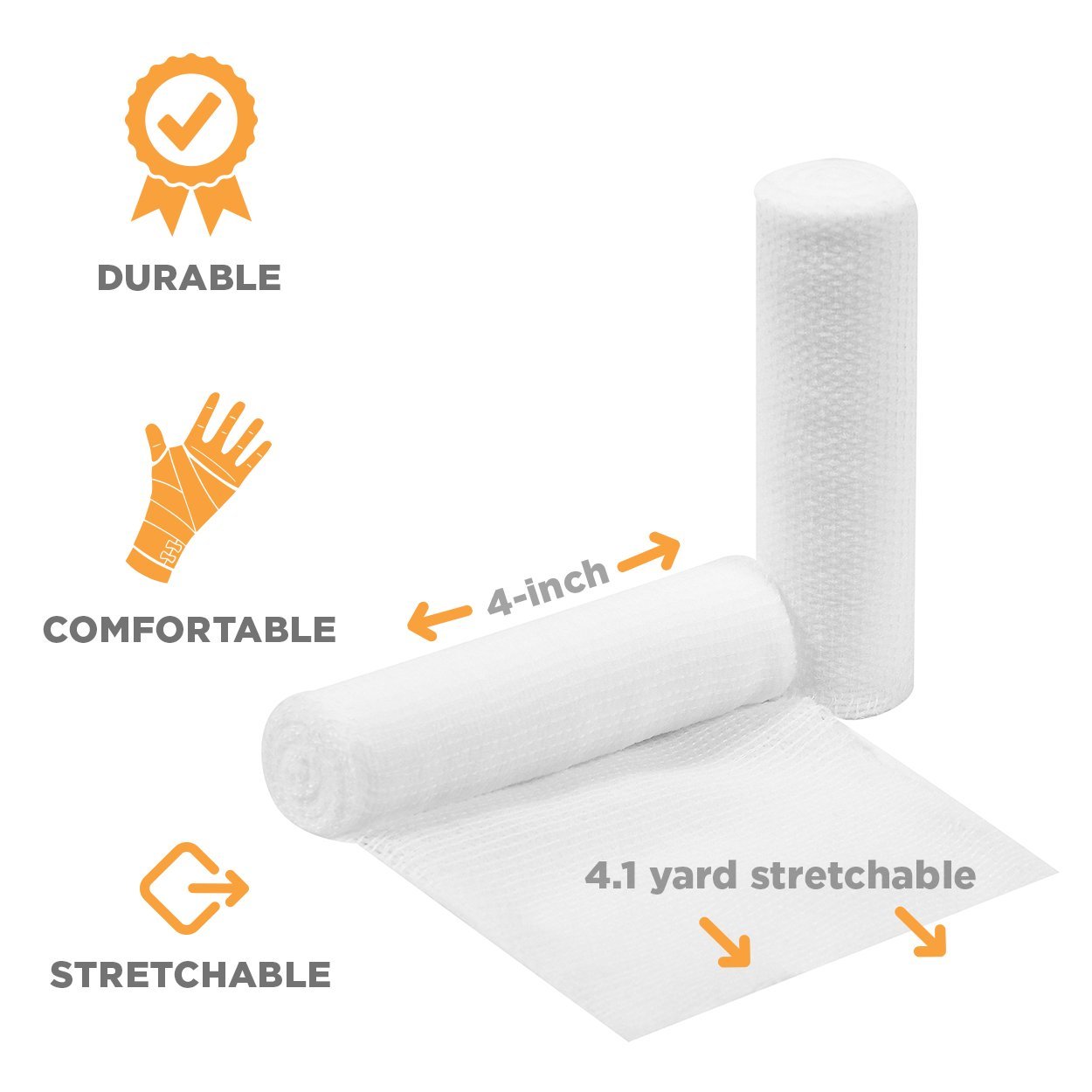 FlexTrek Premium 36-Pack 4 Inch Conforming Stretch Gauze Bandage Rolls - Latex Free - 4" x 4.1 Yards Stretched.
