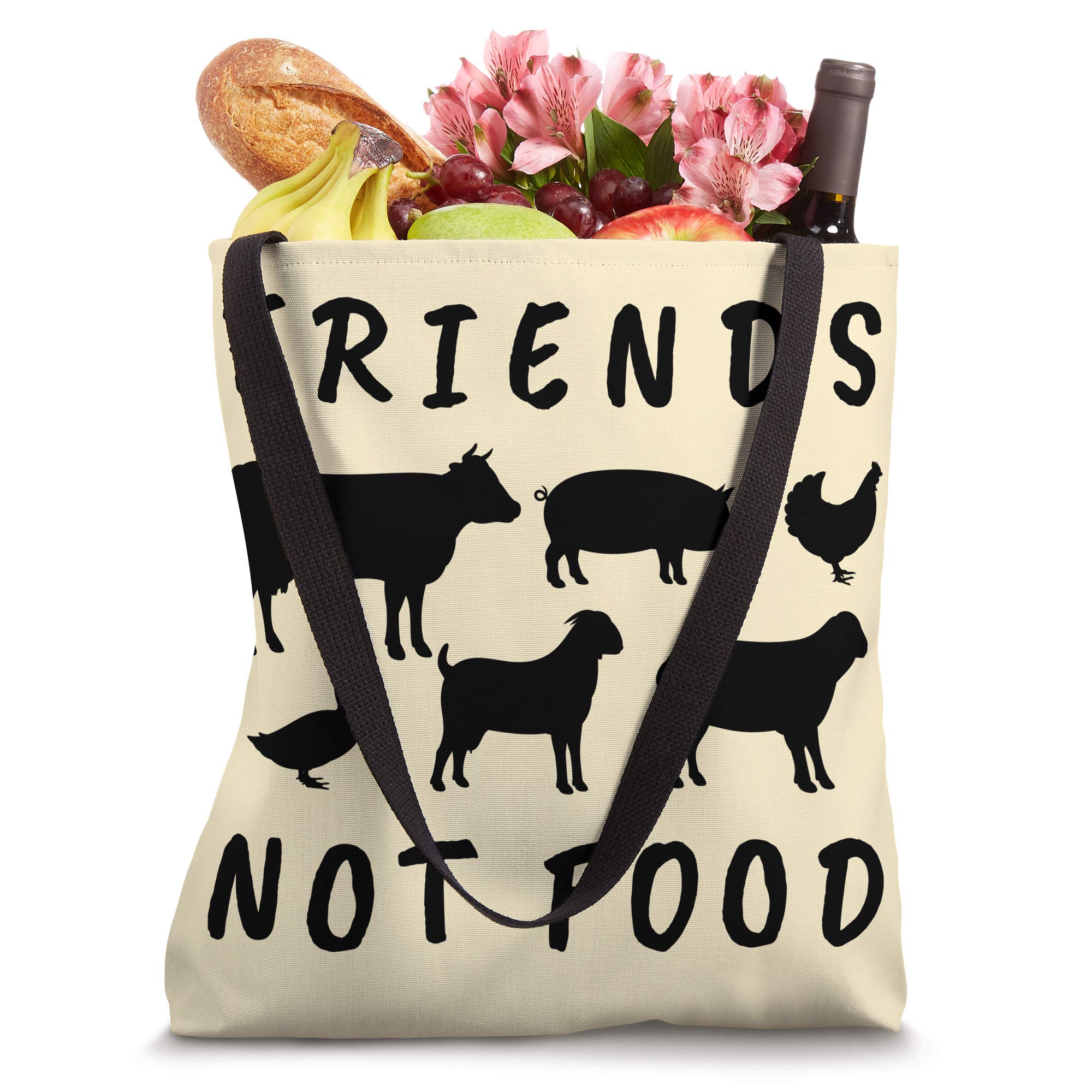 Friends Not Food Vegetarian Vegan Tote Bag