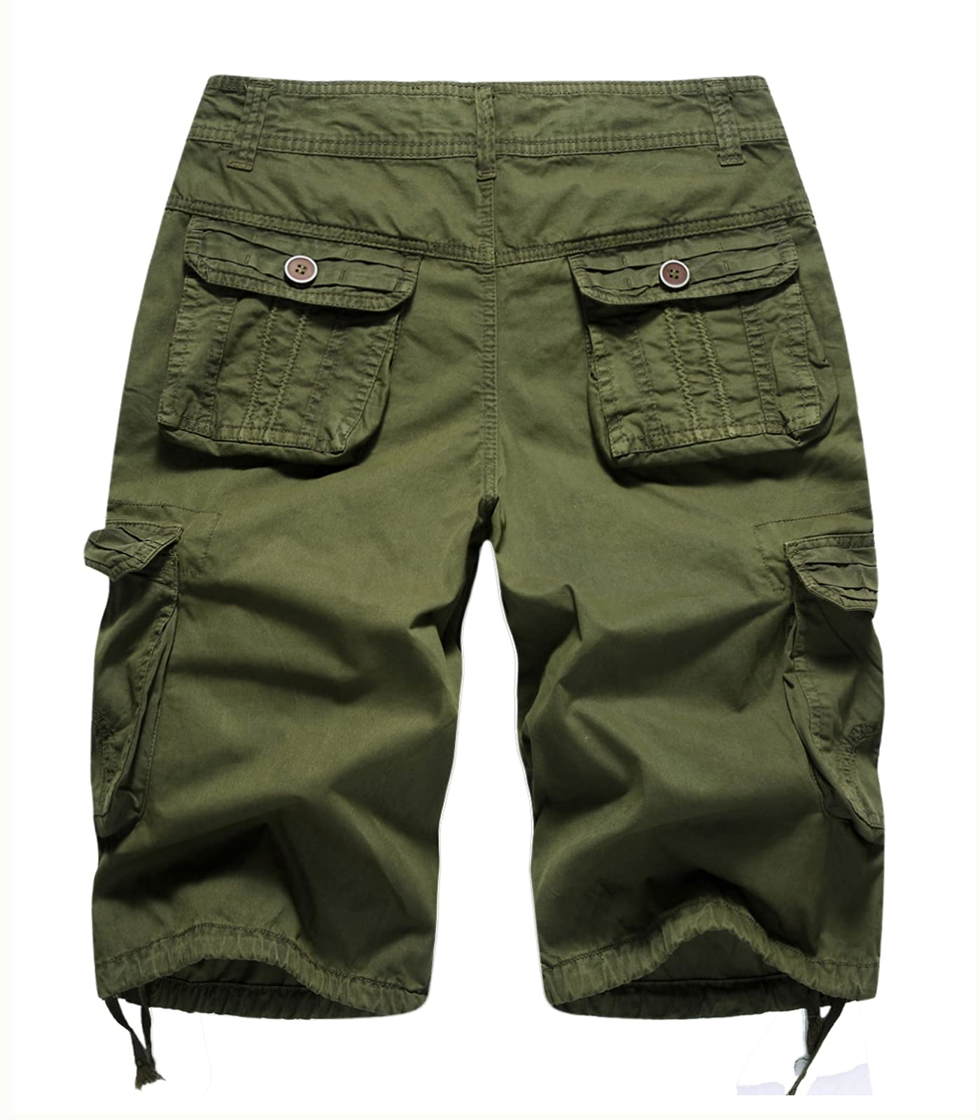 FOURSTEEDS Women's Casual Fitted Multi-Pockets Camouflage Twill Bermuda Cargo Shorts Army Green US 6