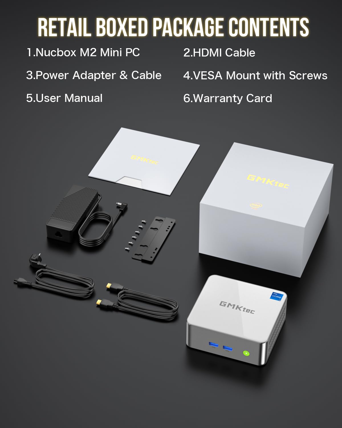GMKtec Mini PC Intel i5-12450H(Turbo 4.4 GHz) 8GB DDR4 256GB M.2 NVME SSD, Windows 11 Pro Mini Computer, USB 3.2, Type-C, PD, WiFi 6/BT5.2, RJ45 2.5G Support 4K Triple Display Desktop PC