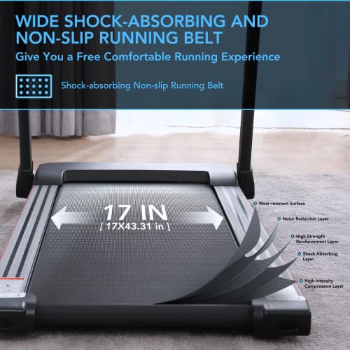 Folding Treadmill Voice Control Treadmills Electric Motorized Portable Running Machine 7.5MPH with Bluetooth Connection 220lbs Capacity Treadmill for Home Workout Exercise Running Walking