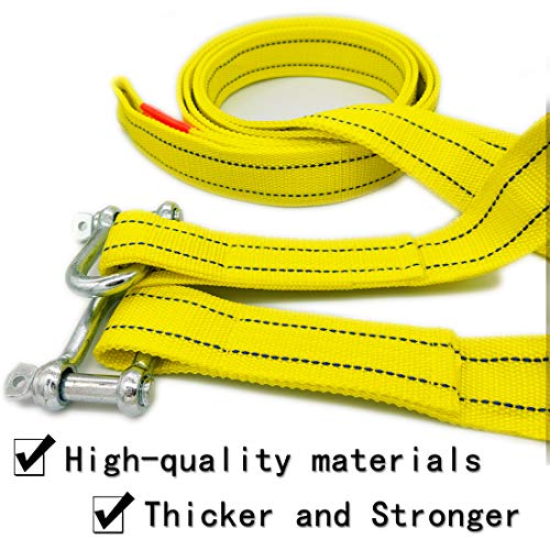 Feeziloe 13' Long 11000 Lb(4Maters 5Ton) High Strength Tow Rope Strap, with Two Safety D-Ring Hooks, Winch Rope for Recovery Tow