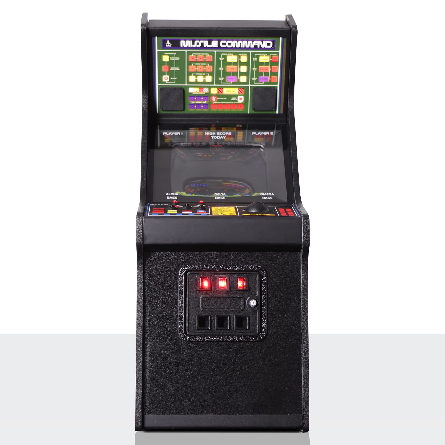 New Wave Toys Missile Command x RepliCade, Field Test Edition - Playable Video Game Arcade Cabinet 1/6 Scale 12.8 Inch with Trak-Ball XL & CRT FX Screen Lens