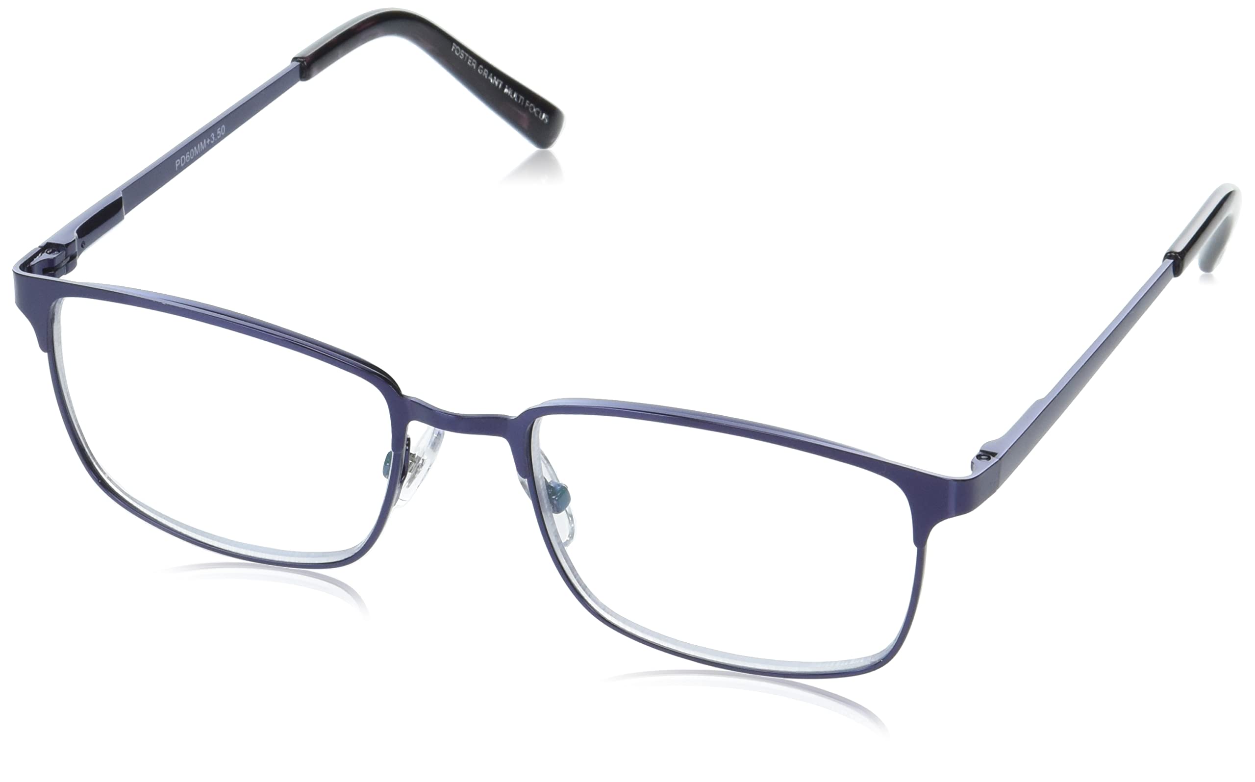 Foster Grant Men's Braydon Multifocus Rectangular Reading Glasses, Gunmetal/Transparent, 54 mm + 2.5 (1018252-250.COM)