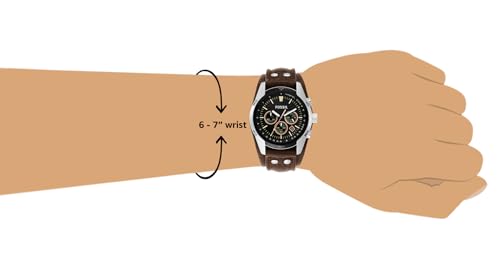 Fossil Men's Coachman Quartz Stainless Steel and Leather Chronograph Watch, Color: Silver, Brown (Model: CH2891)