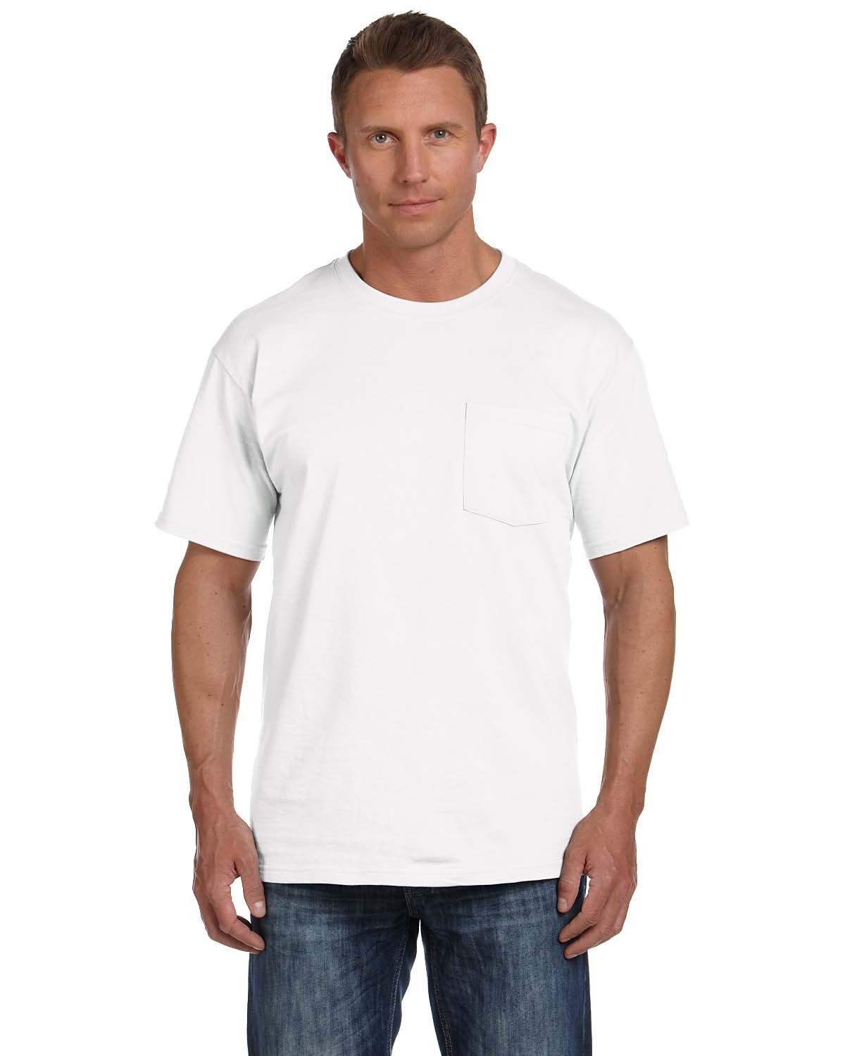 Fruit of the Loom Adult 5 oz. HD Cotton™ Pocket T-Shirt L WHITE