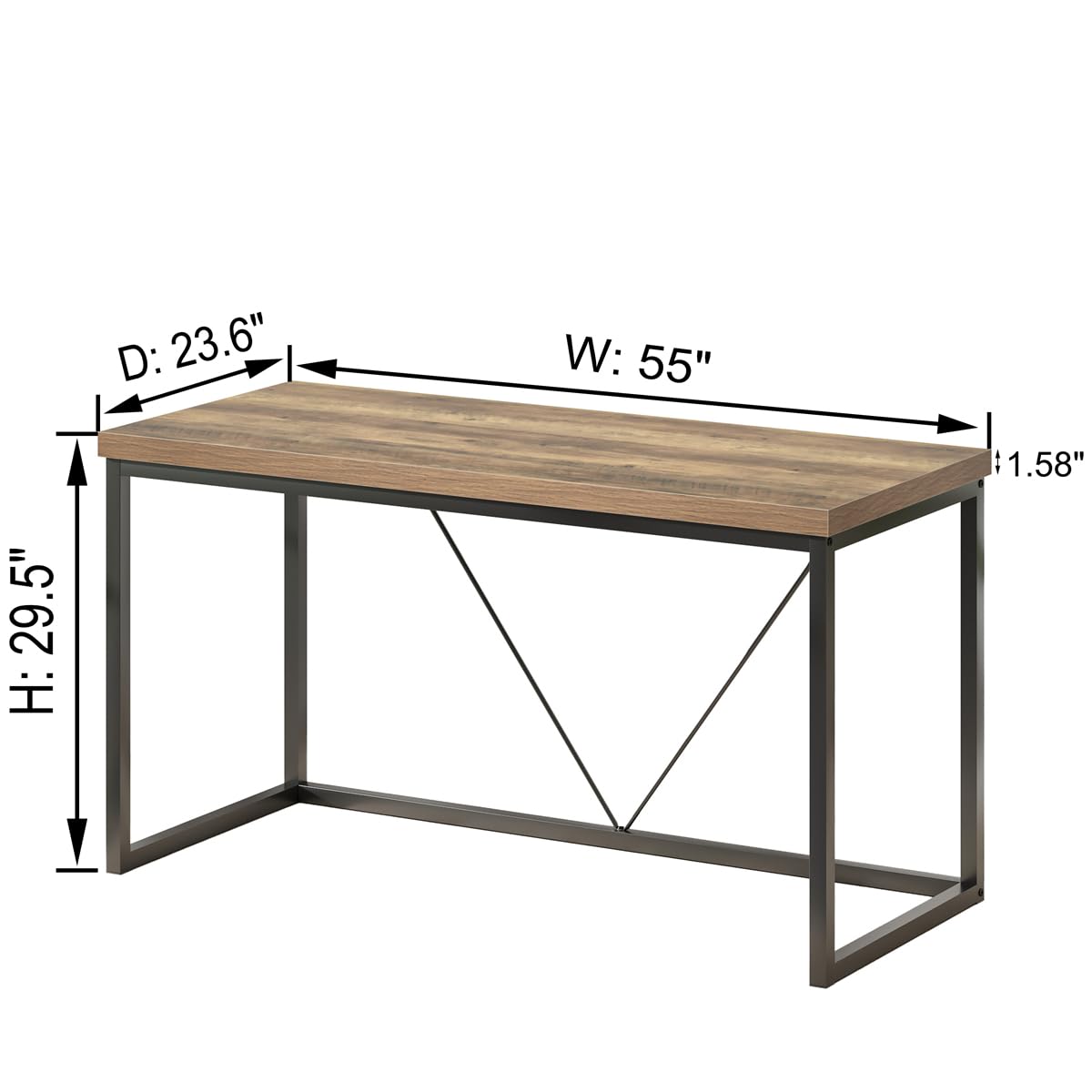FOLUBAN Rustic Industrial Computer Desk,Wood and Metal Writing Desk, Vintage PC Table for Home Office, Oak 47.2 inch