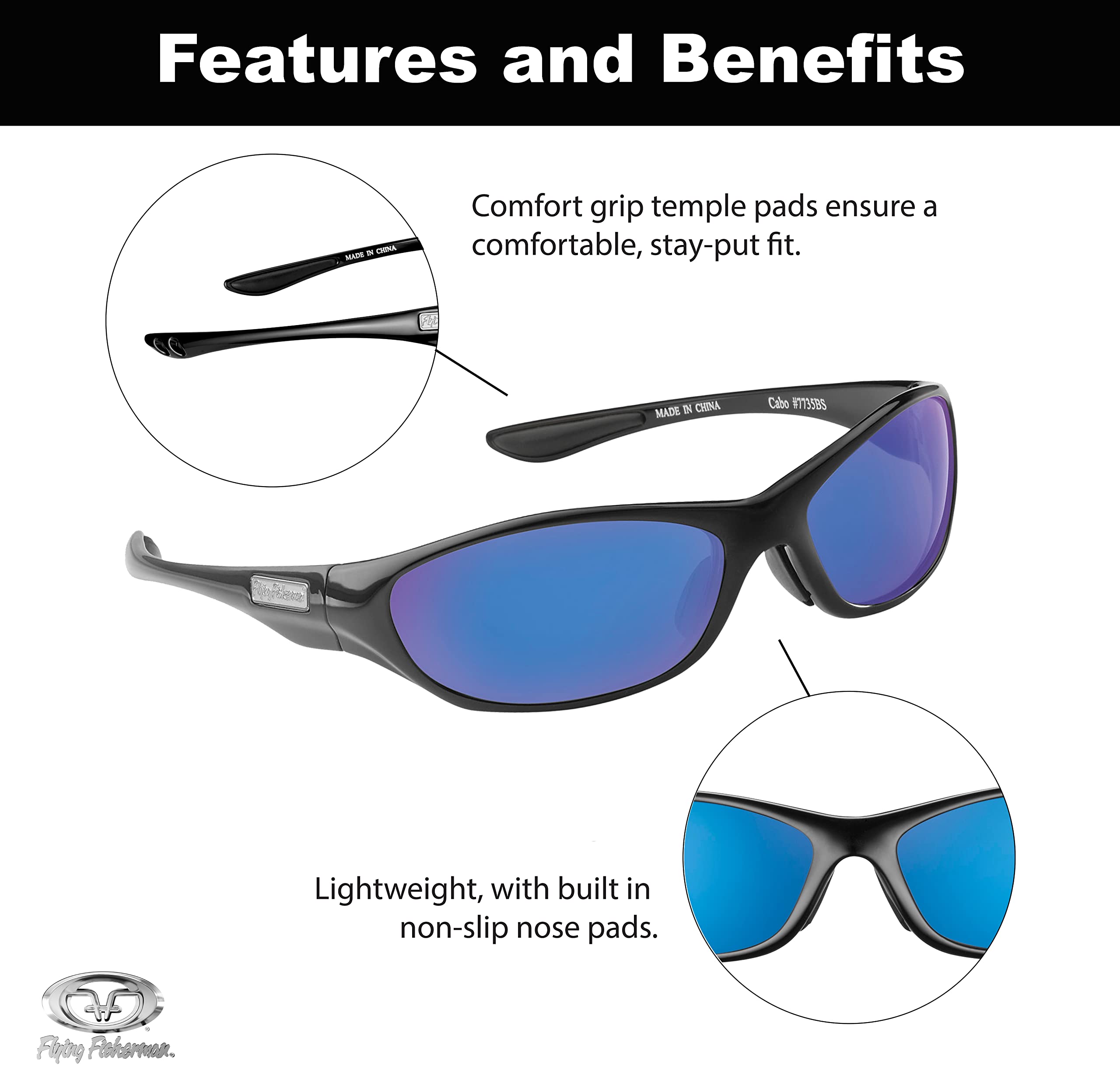 Flying Fisherman 7735BS Sunglass, Shiny Black Frames/Smoke-blue Mirror Lenses, One Size