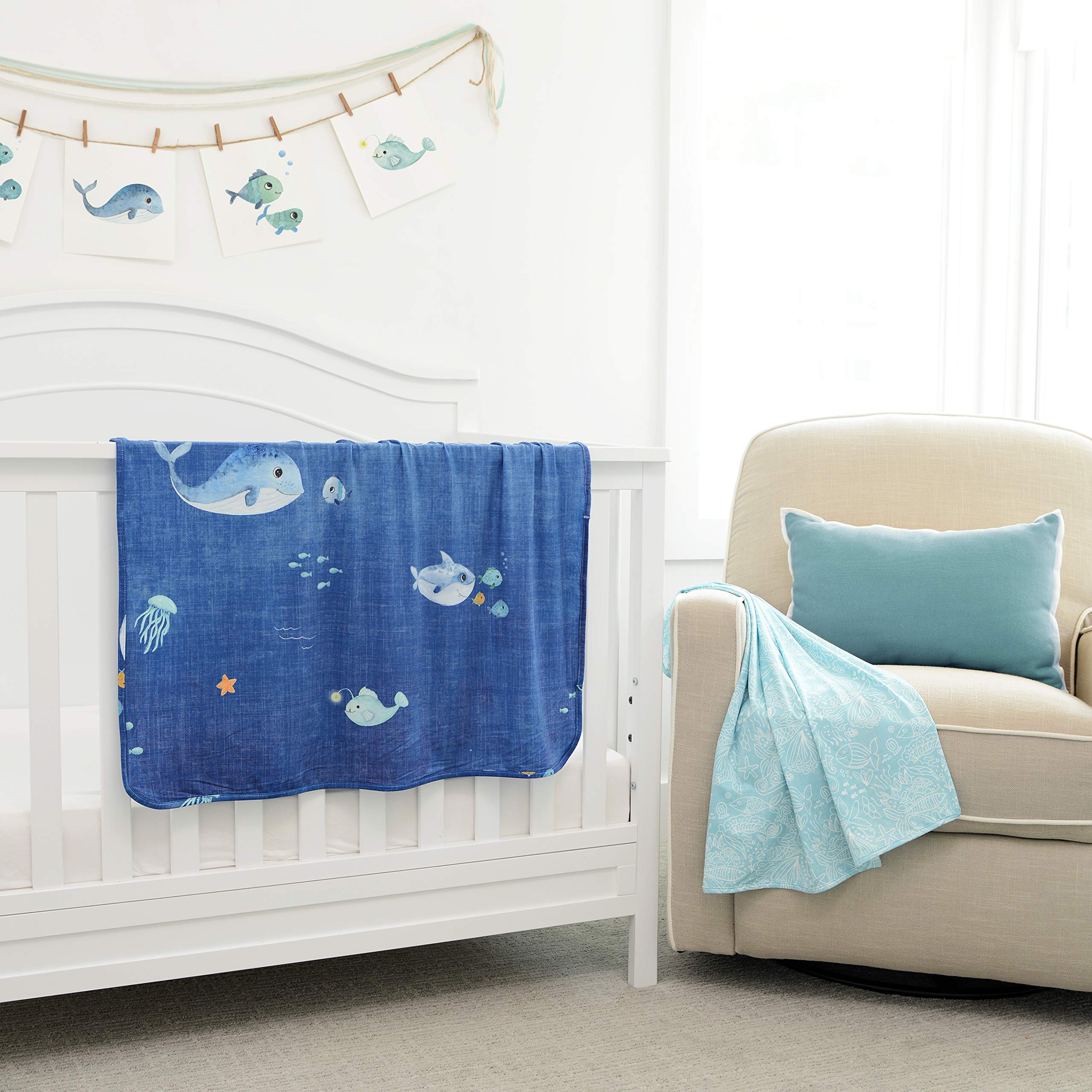 PrimaStella Milky Silky Snug Fit Mix-n-Match Swaddle Blankets (Seascape Sketch)