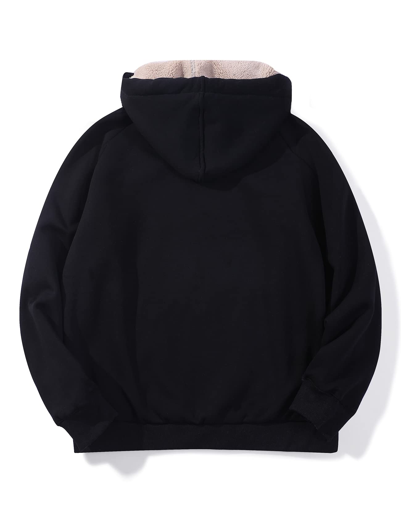 Flygo Hoodies for Men Zip Up Winter Fleece Sherpa Lined Sweatshirt Warm Jacket(Black-XL)