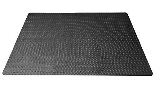 FUN n' SAFE EVA Foam Interlocking Floor Tile Mats Protective Shock Absorbing Flooring For Home Gym Weight Lifting and Equipment Kid Safe Rubber Alternative 3/4" Thick Black 24 Square Feet