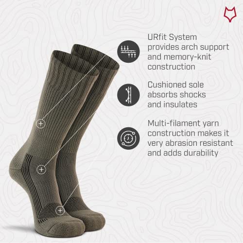 Fox River Lightweight Tactical Military Boot Socks for Men, 3 Pack Mid-Calf Socks with Moisture Free and Stain Resistant Fabric - Foliage Green - Large
