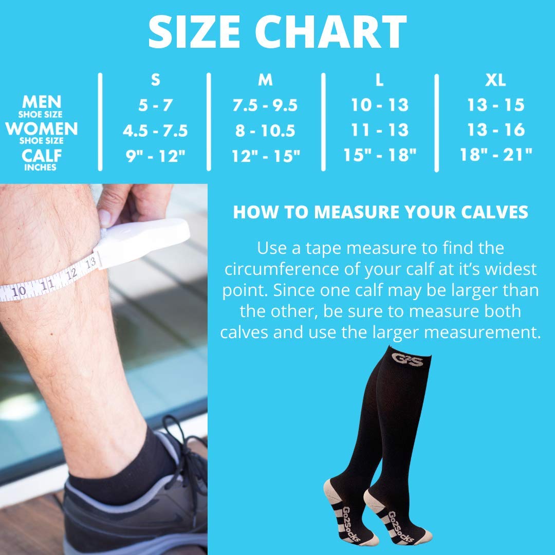 Go2Socks Compression Socks for Men Women Nurses Runners 20-30mmHg Medical Stocking Athletic (NavyBlue,M)…